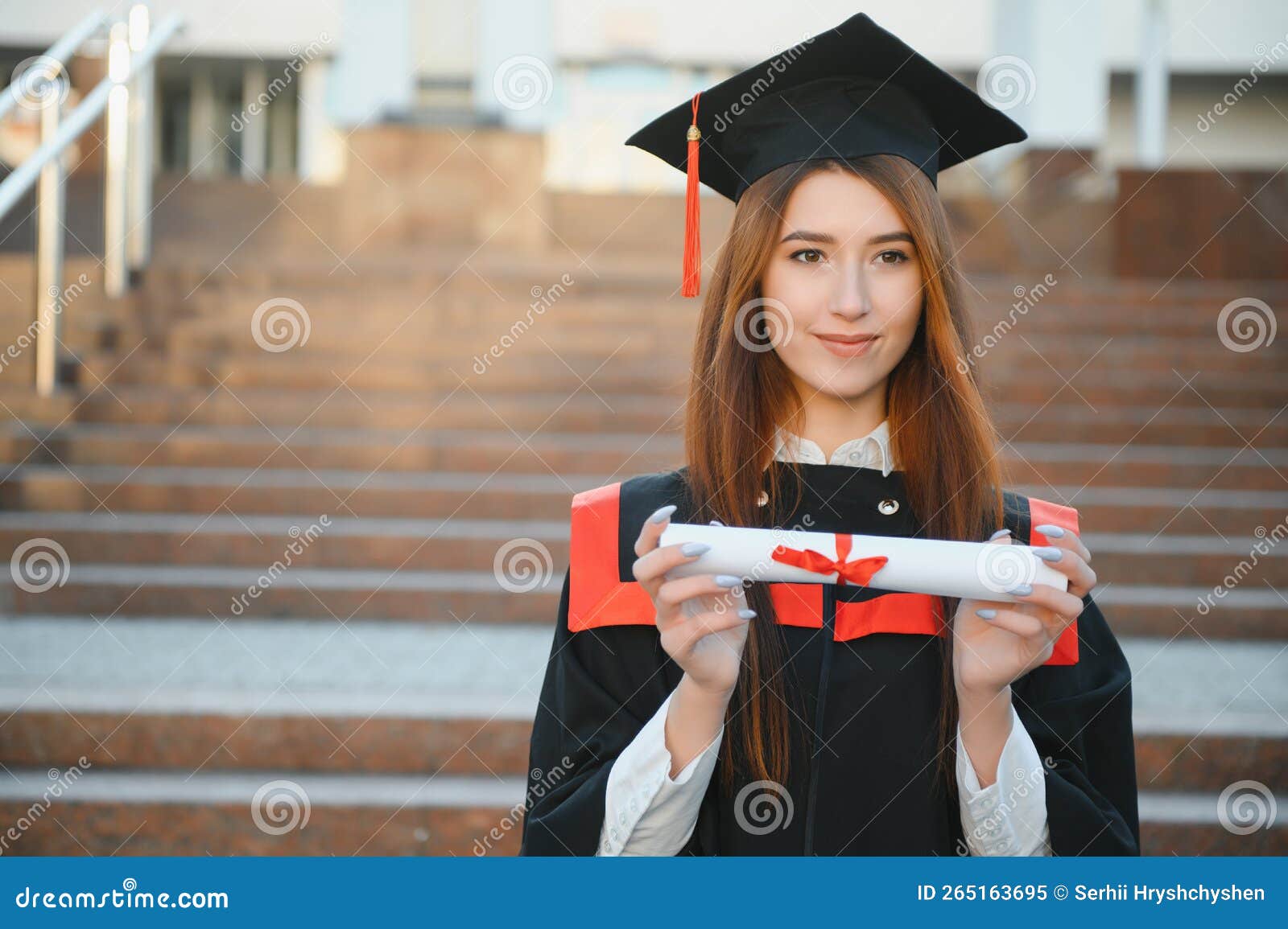 Graduation: Student Standing with Diploma Stock Image - Image of ...