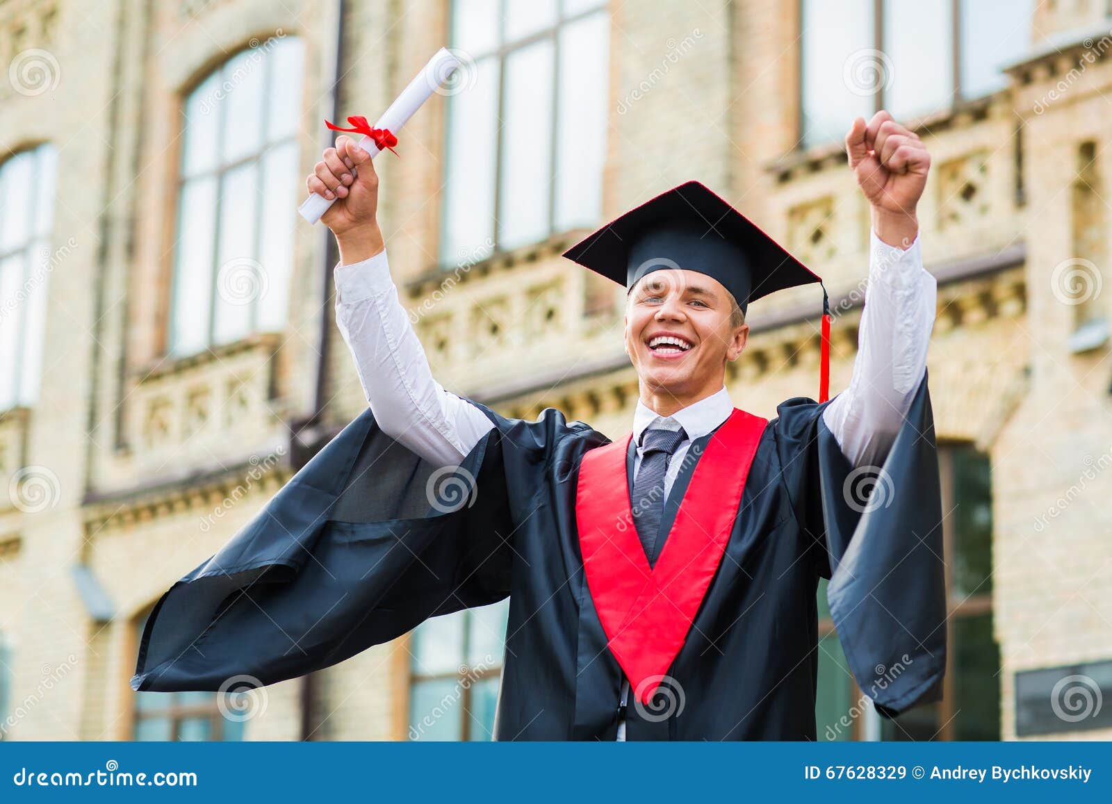 Graduation: Student Standing with Diploma Stock Image - Image of proud ...