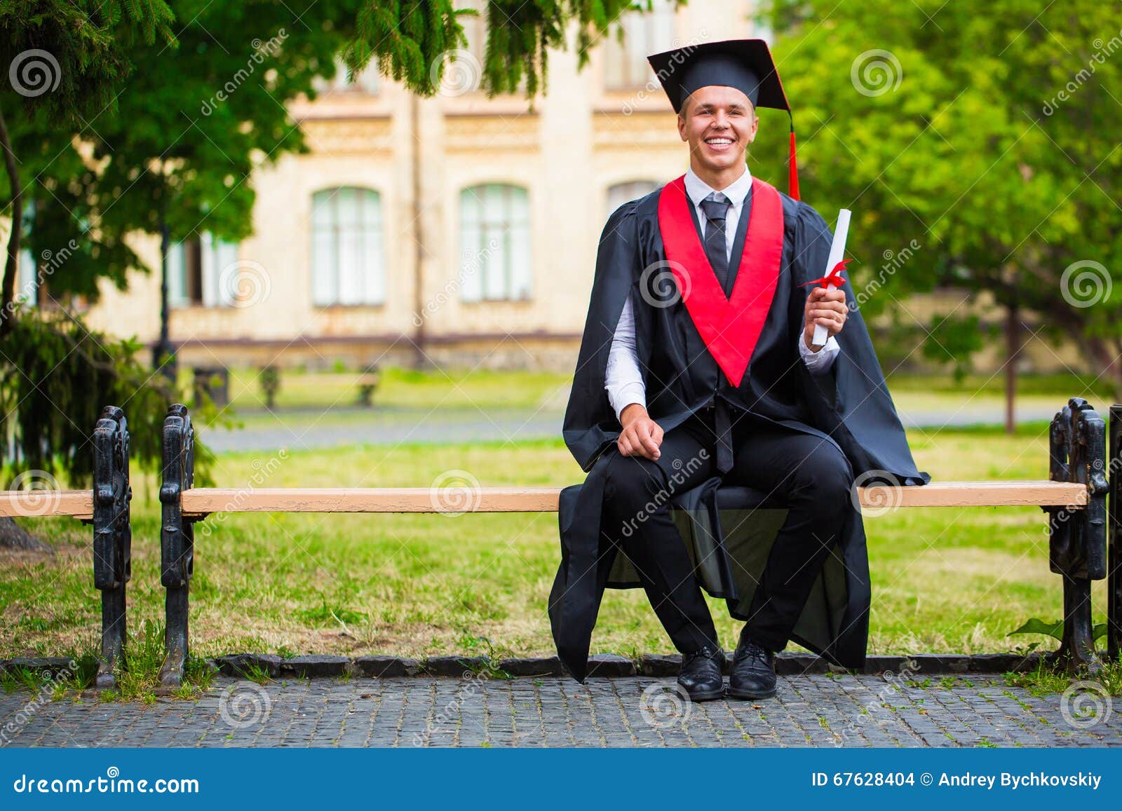 Graduation: Student Standing with Diploma Stock Photo - Image of ...