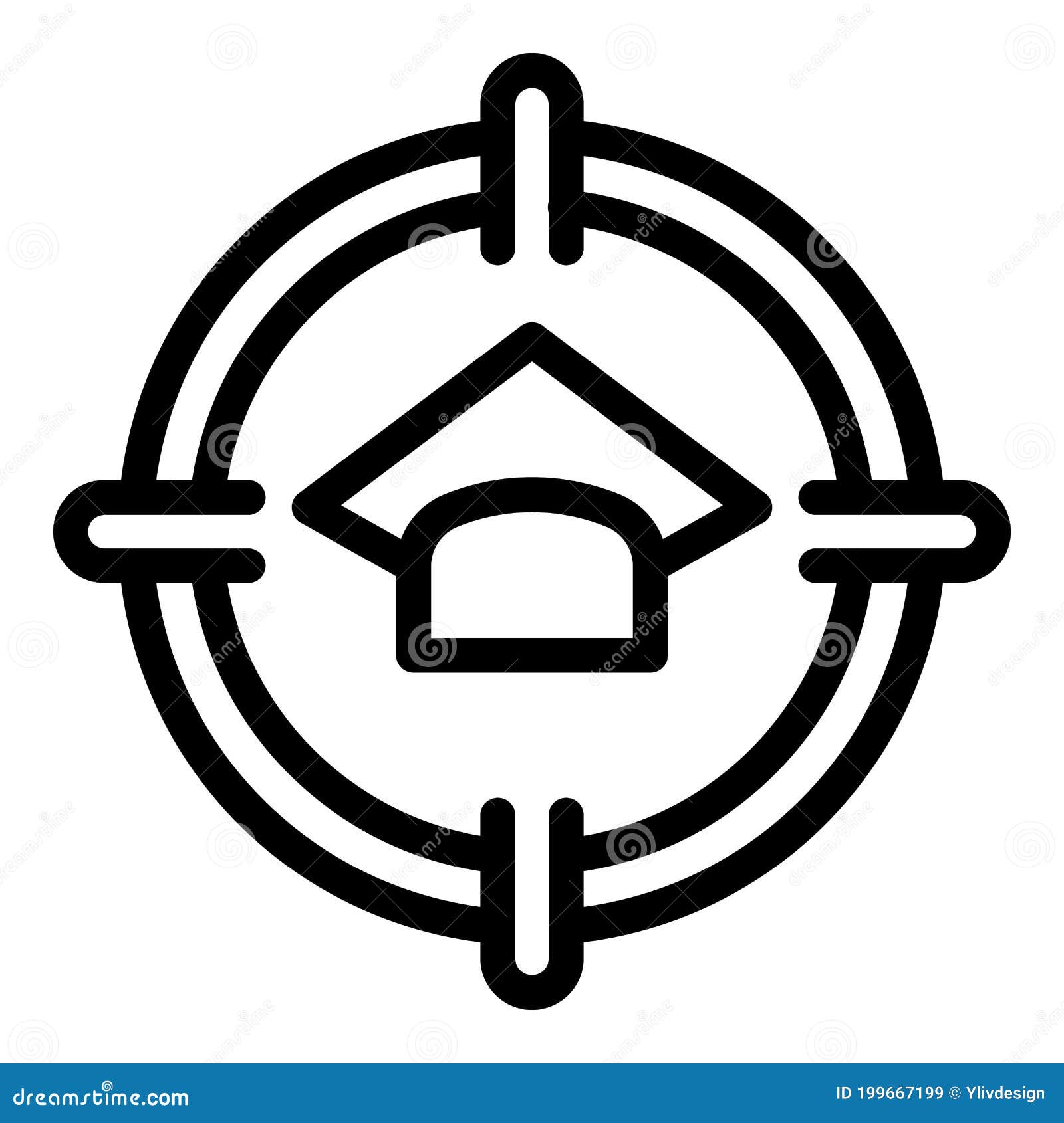 Graduation Cap And Target Next To Cloud Representing Educational Goals ...