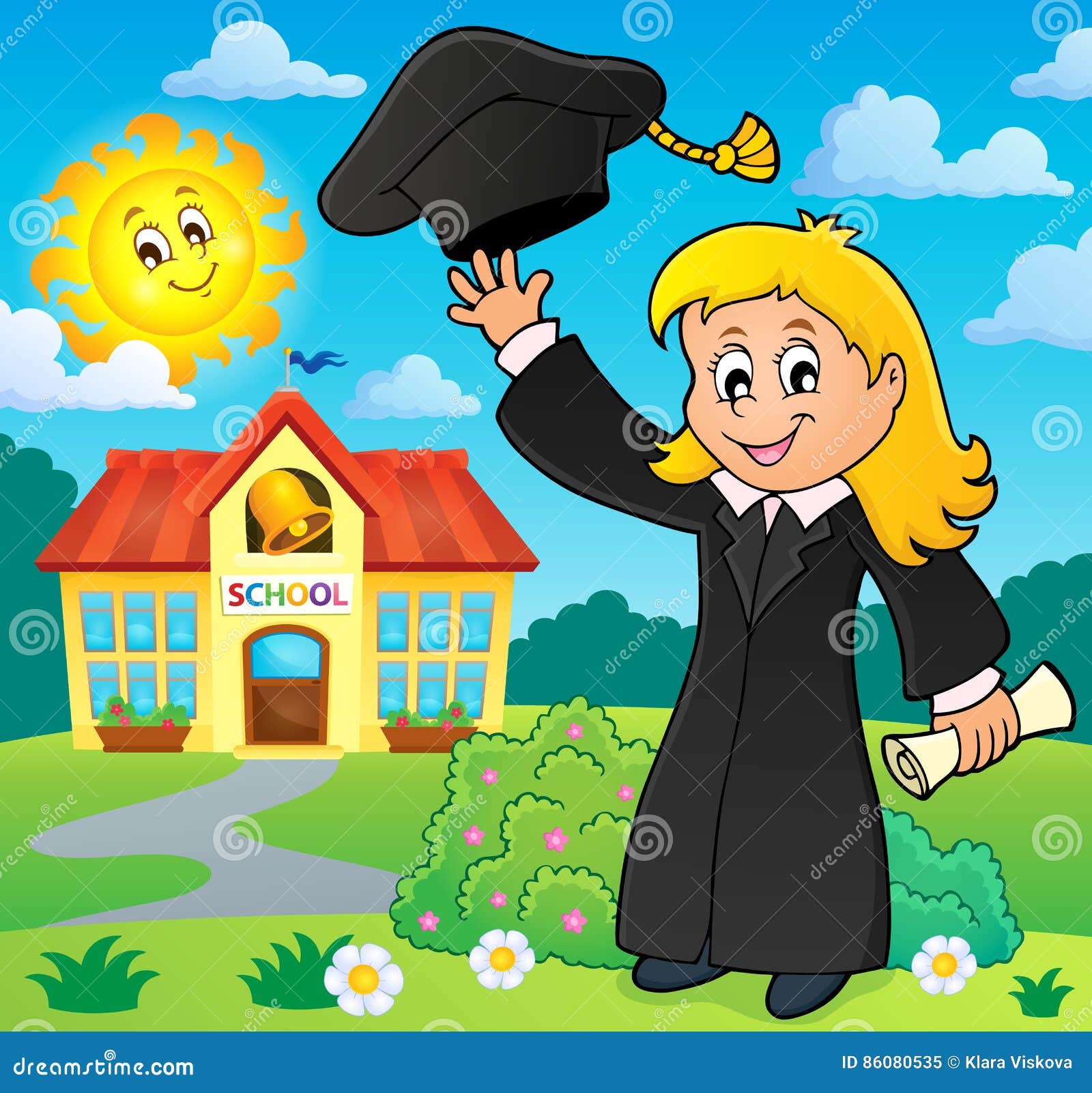 Graduation theme image 3 stock vector. Illustration of robe - 86080535