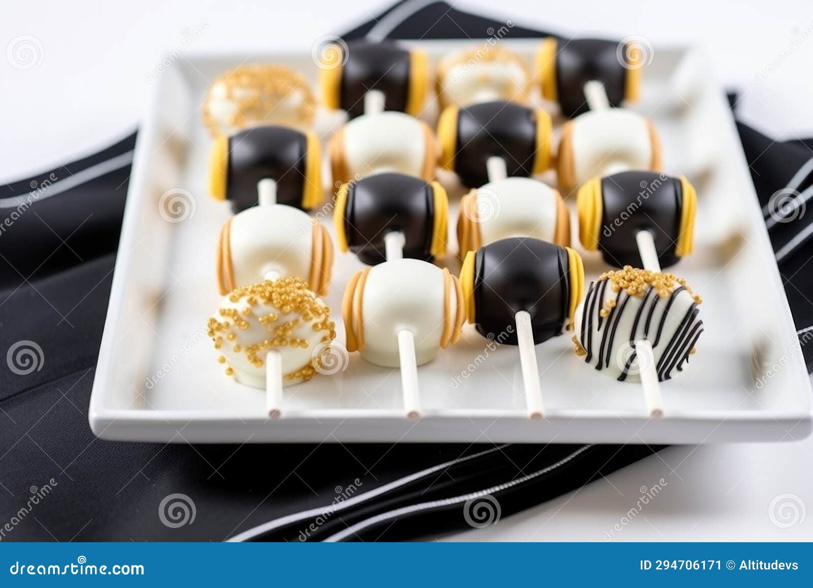 Graduation Themed Cake Pops on White Serving Tray Stock Image - Image ...
