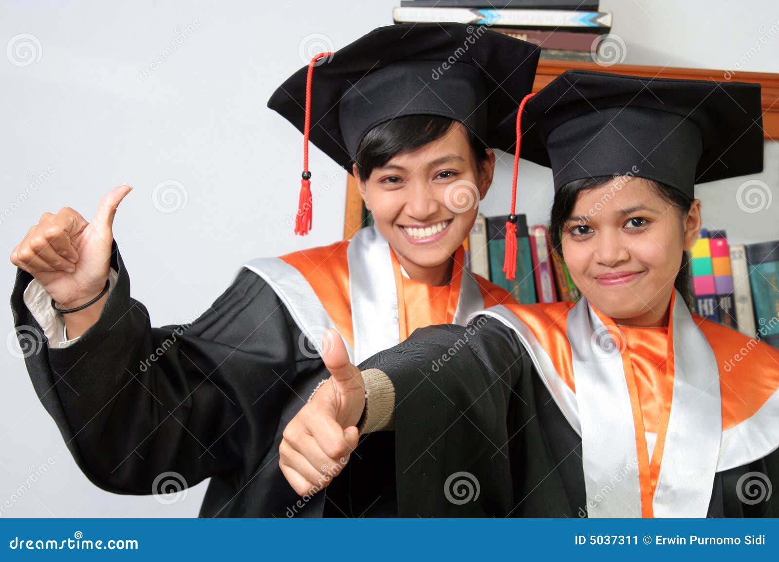 Graduation thumb up stock image. Image of diploma, woman - 5037311