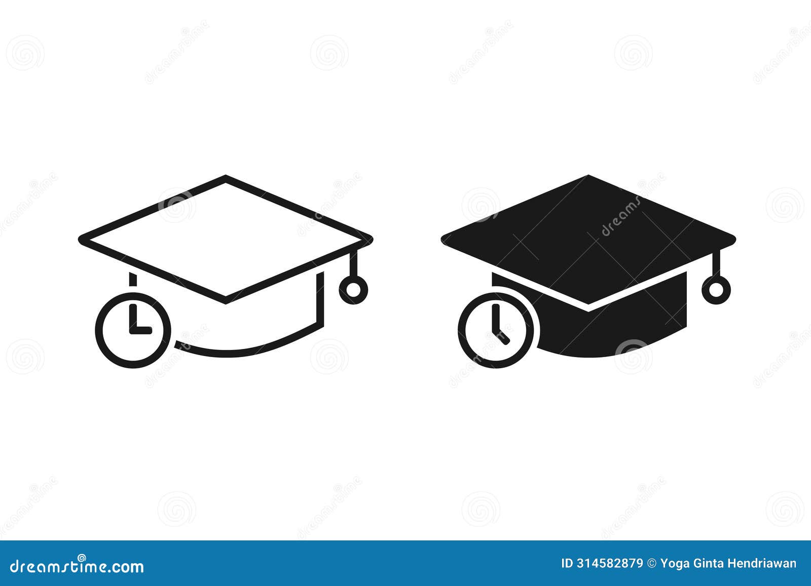 Graduation Cap, Time And Certificate Icons Set. Horizontal Chart Sign ...