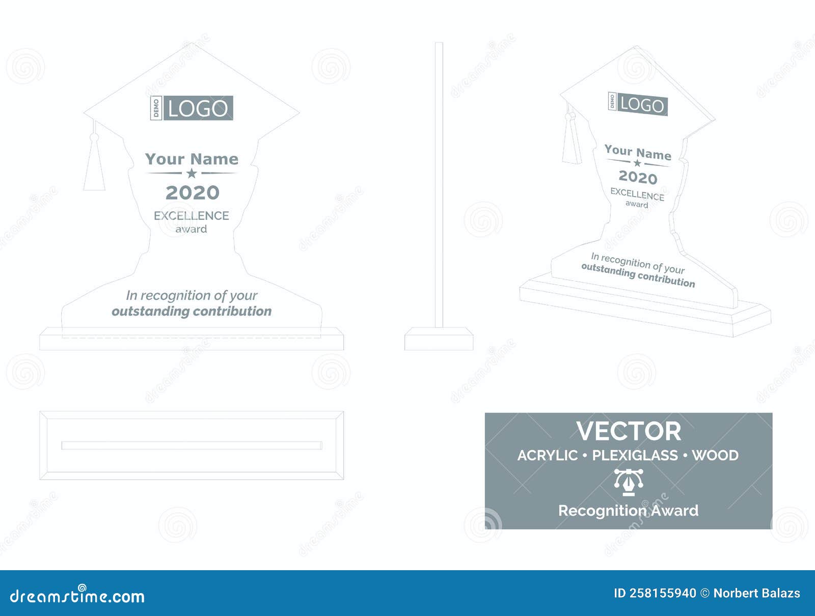 Graduation Trophy Vector Template, Student Trophy Distinction Award ...