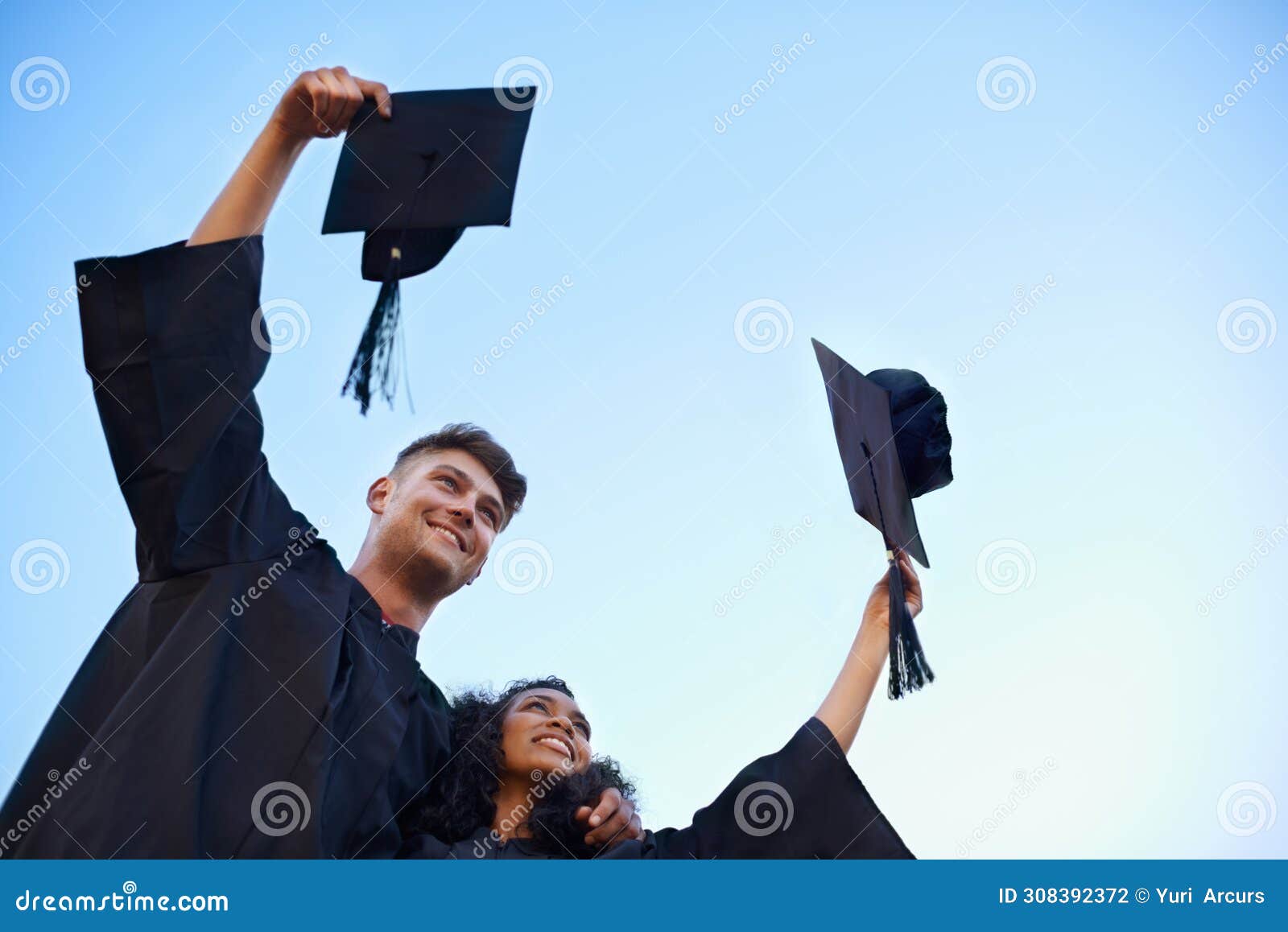 Graduation, University and Students with Blue Sky for Learning ...