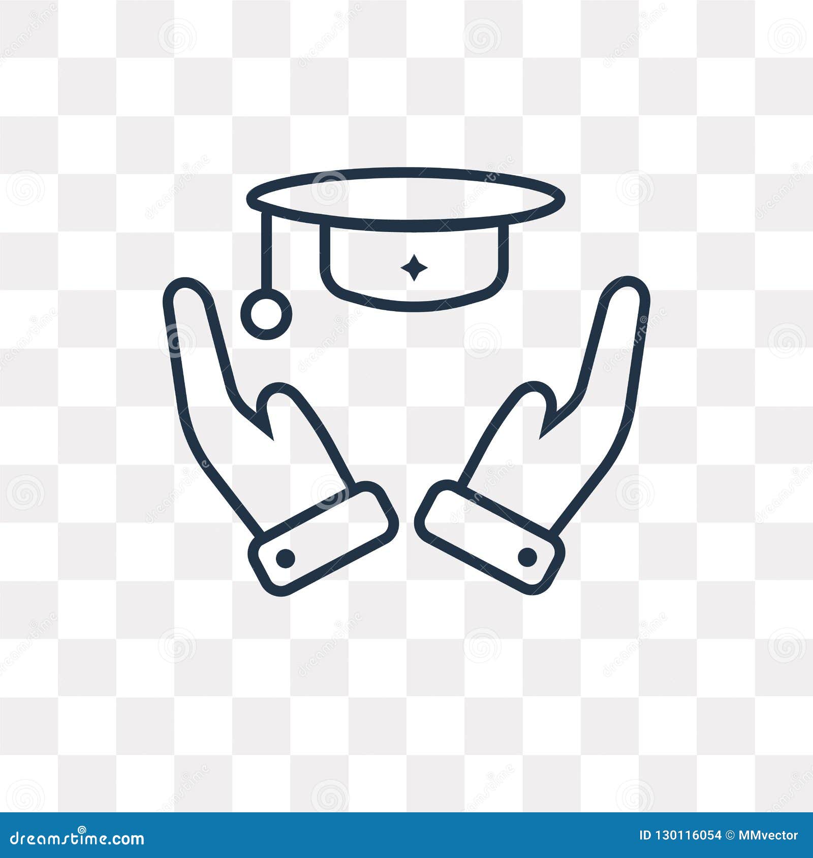 Graduation Vector Icon Isolated on Transparent Background, Linear ...