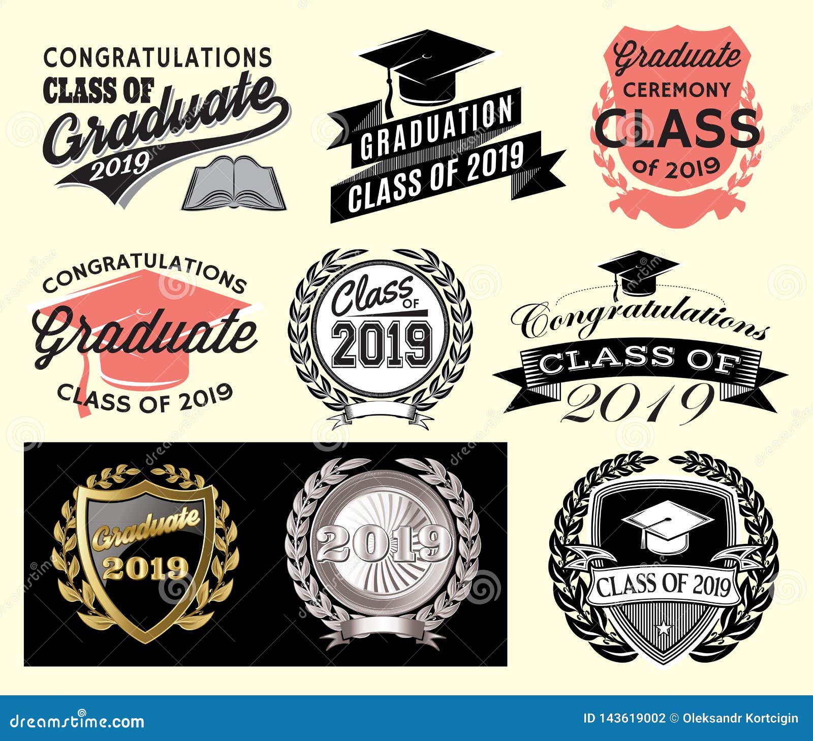 Graduation Vector Set Class of 2019 Congrats Grad Congratulations ...