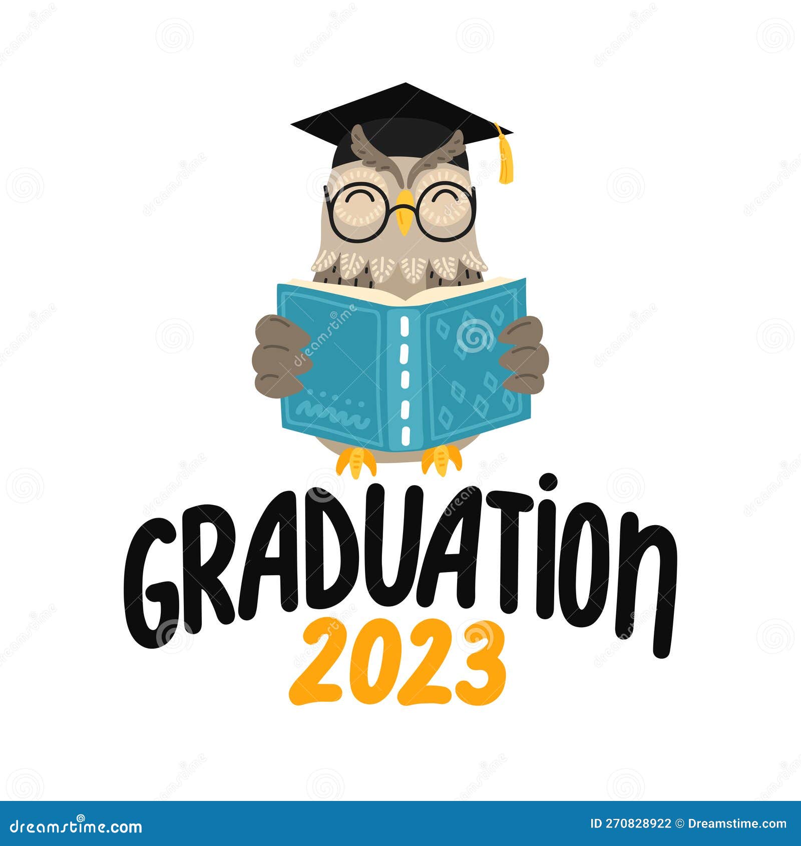 Graduation 2023. Wise Owl In Academic Cap Reading Book. Vector ...