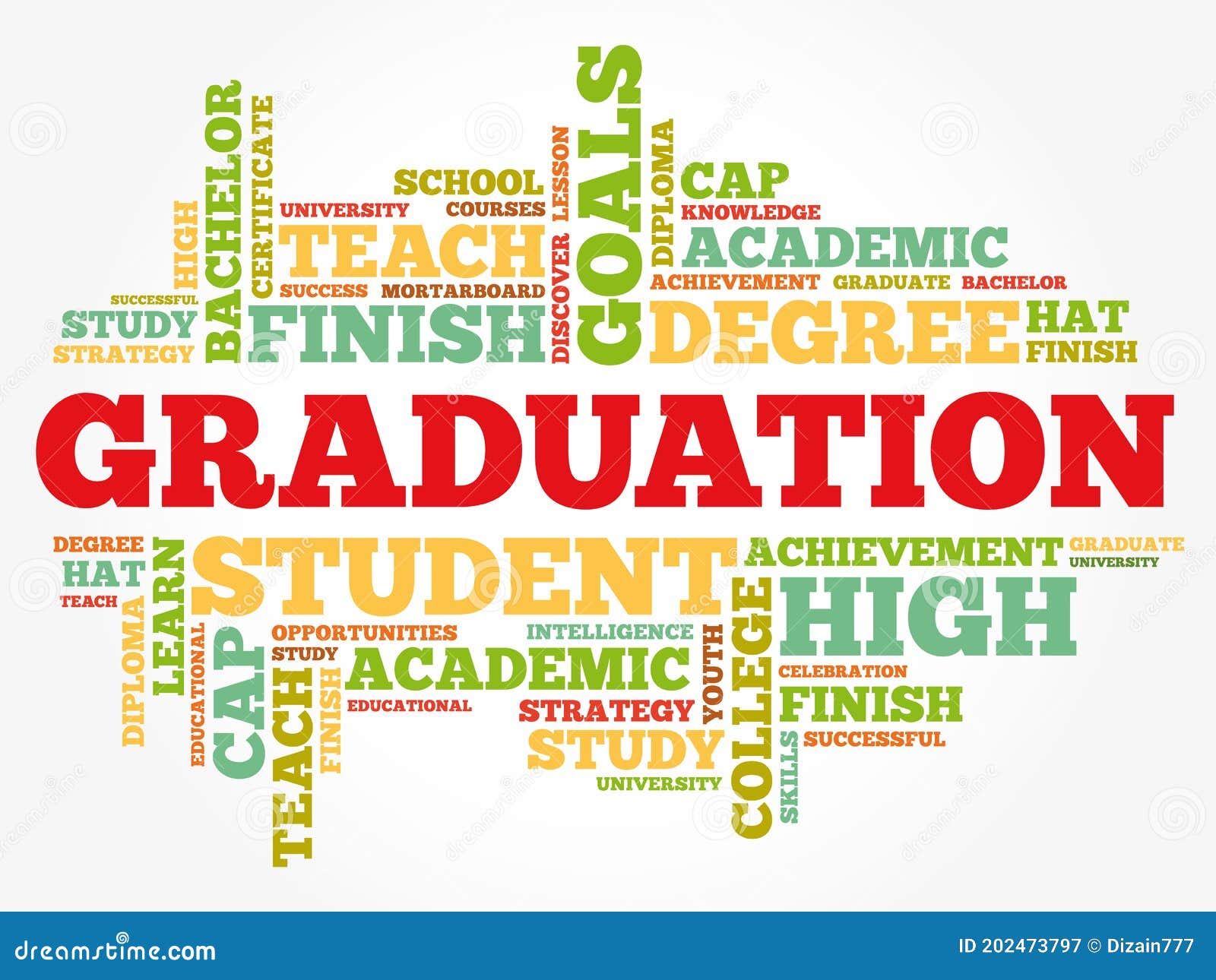 GRADUATION Word Cloud Collage, Education Concept Background Stock ...
