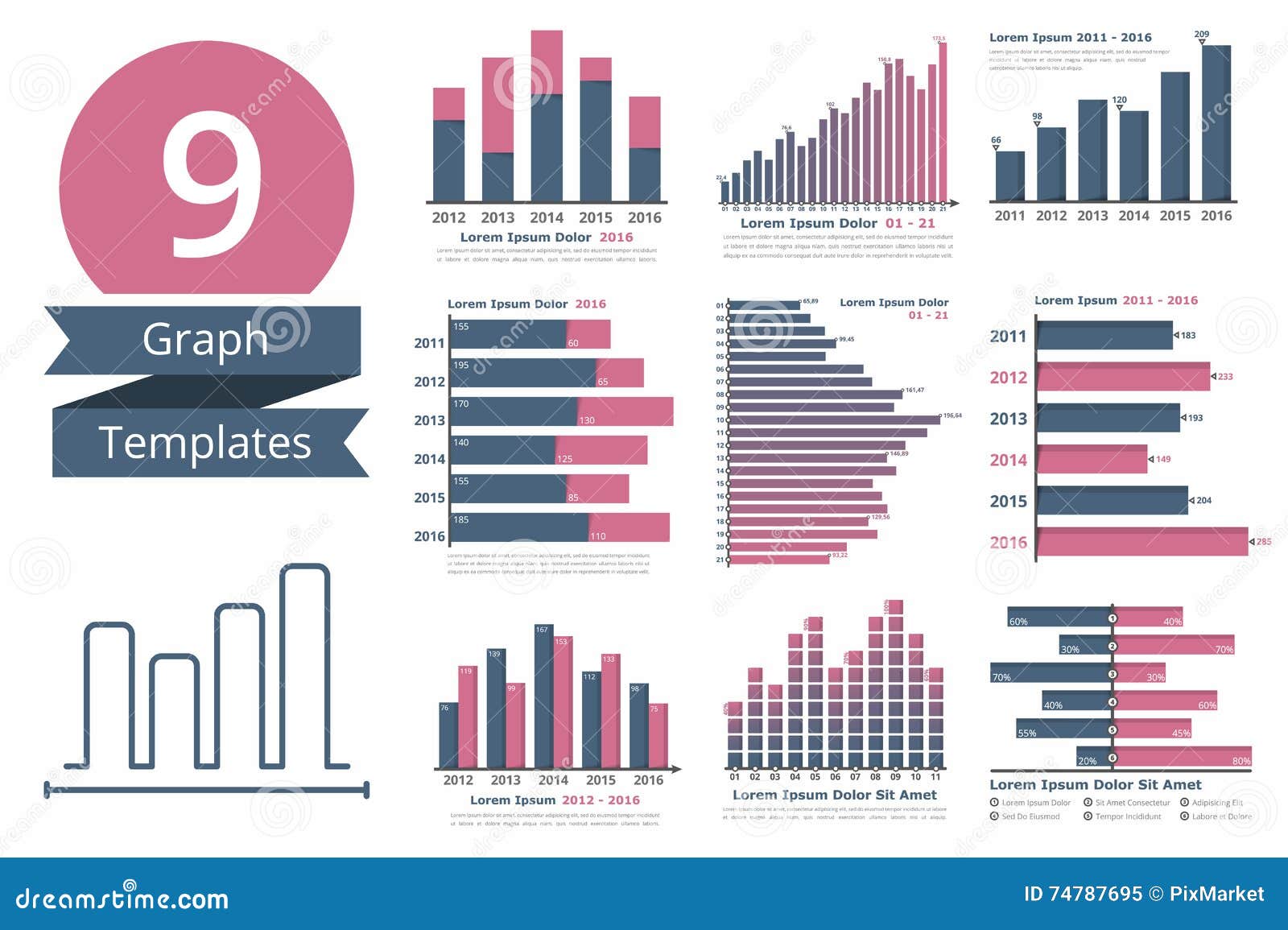 Grafer och diagrammallar vektor illustrationer. Illustration av ...