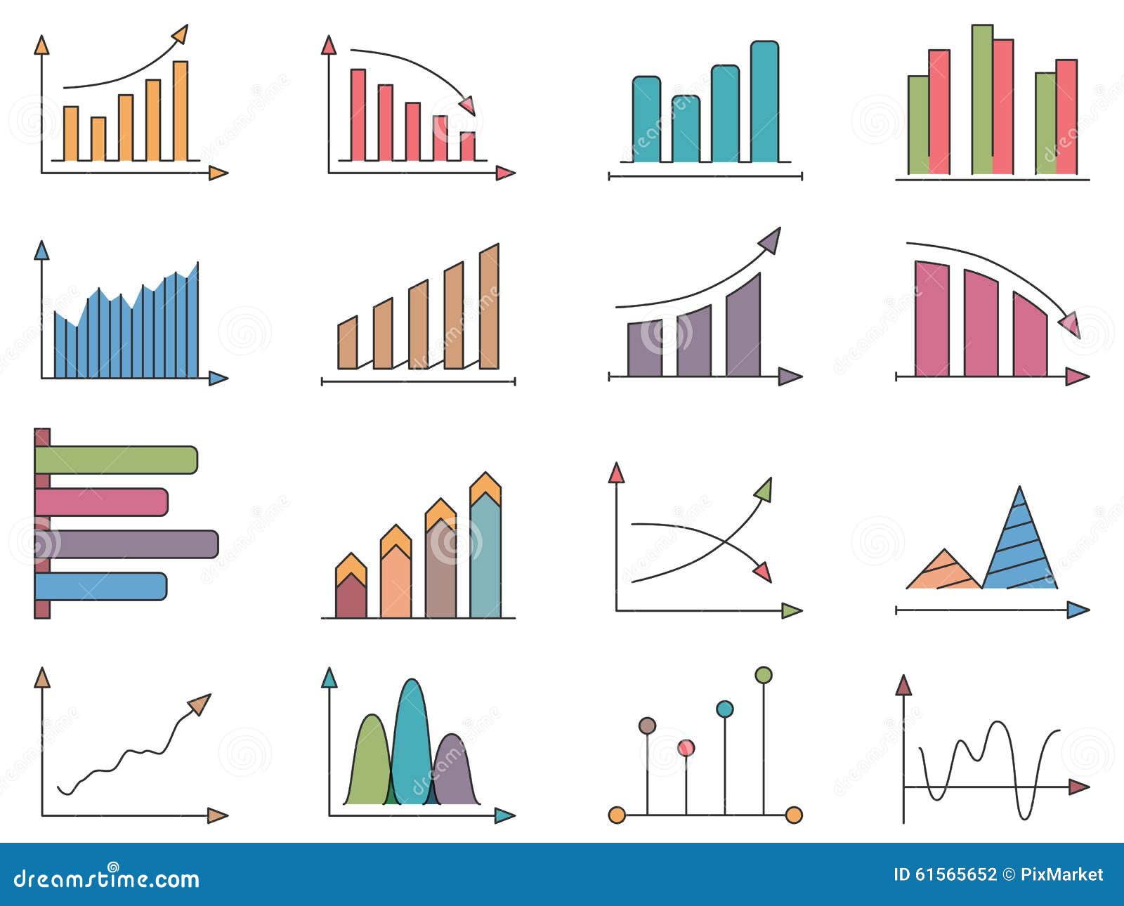 Grafer och diagramsymboler vektor illustrationer. Illustration av data ...