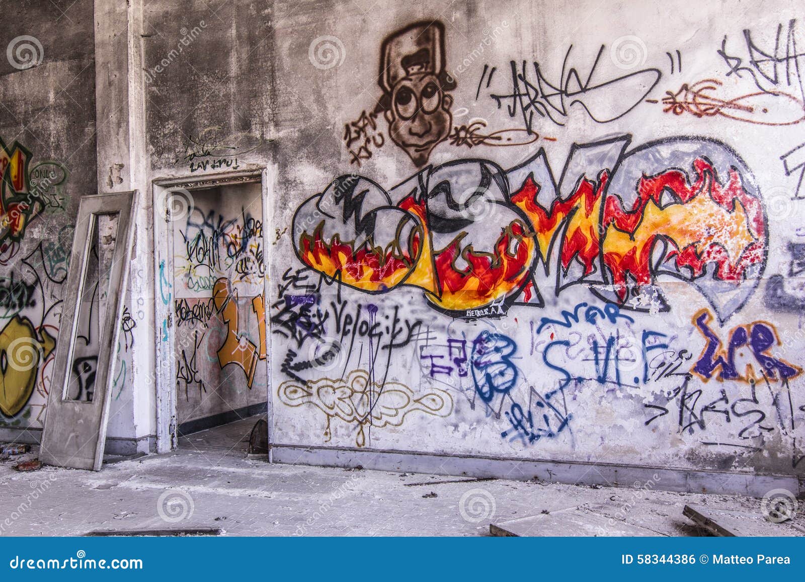 Graffiti On Abandoned Building Walls Editorial Image | CartoonDealer ...
