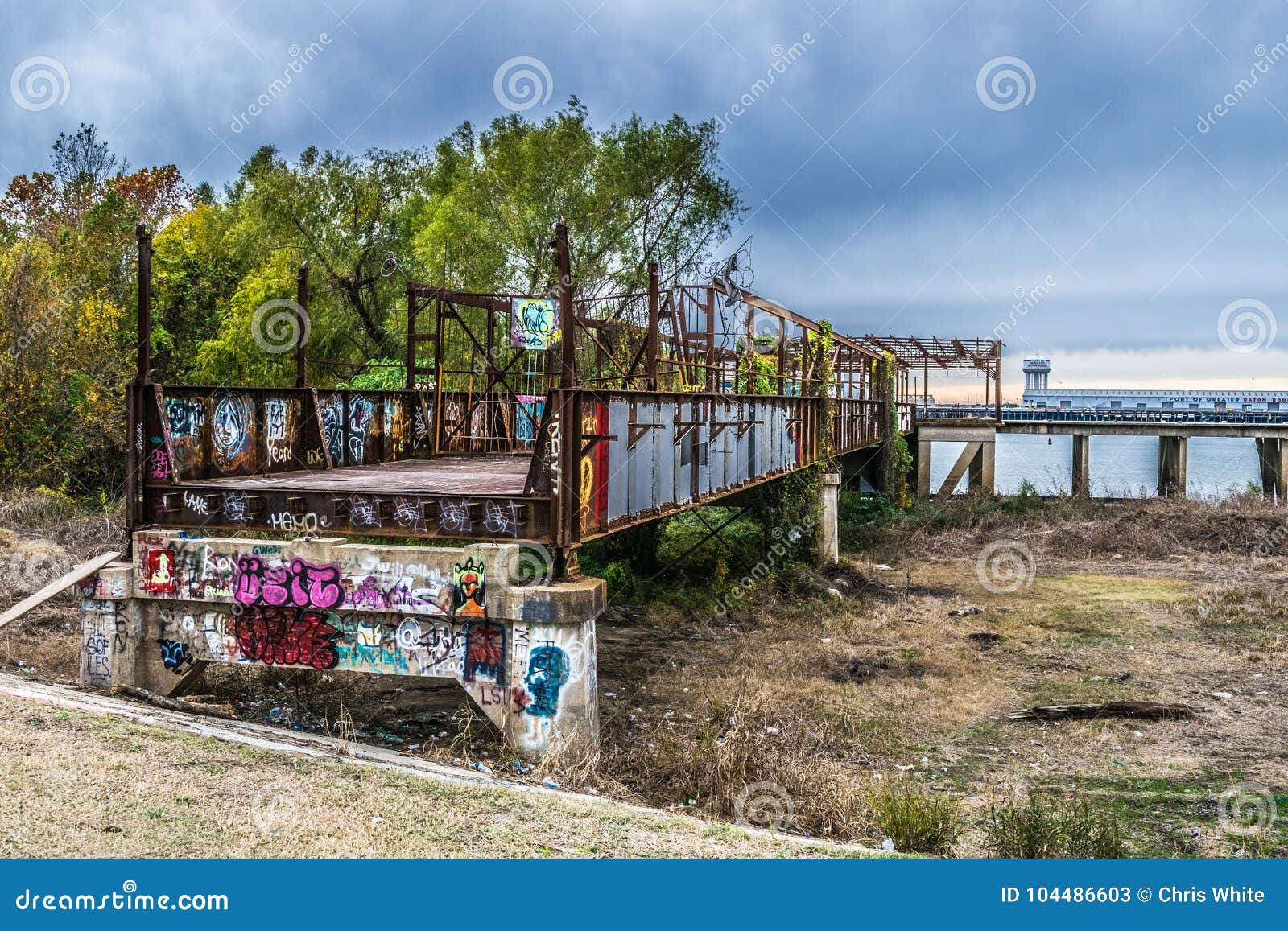 Graffiti on Abandoned River Structure in Baton Rouge Stock Image ...