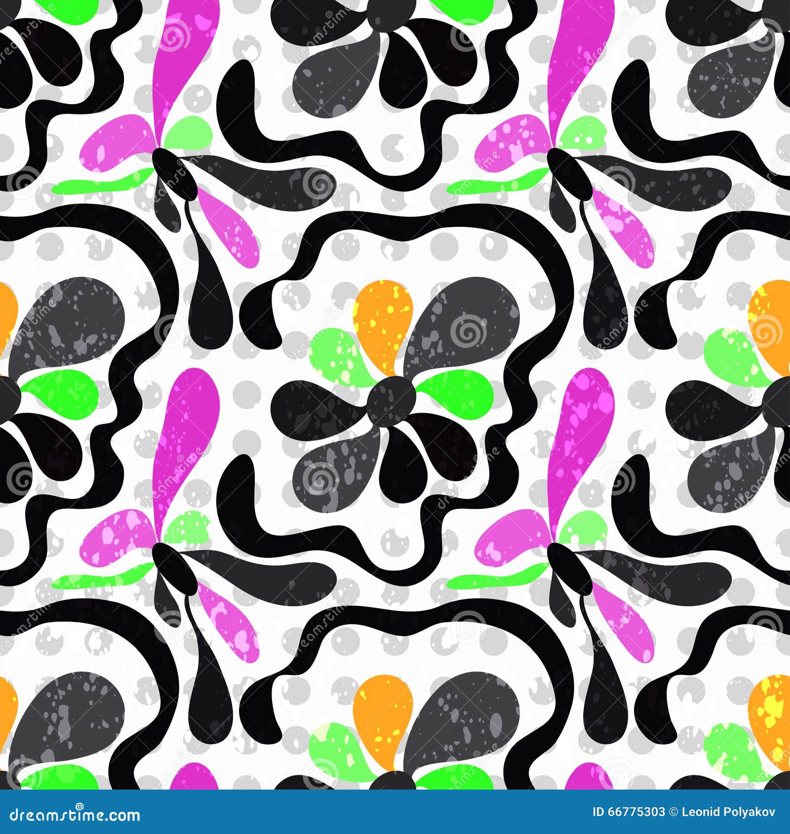 Graffiti Abstract Flowers on a White Background Seamless Pattern Vector ...