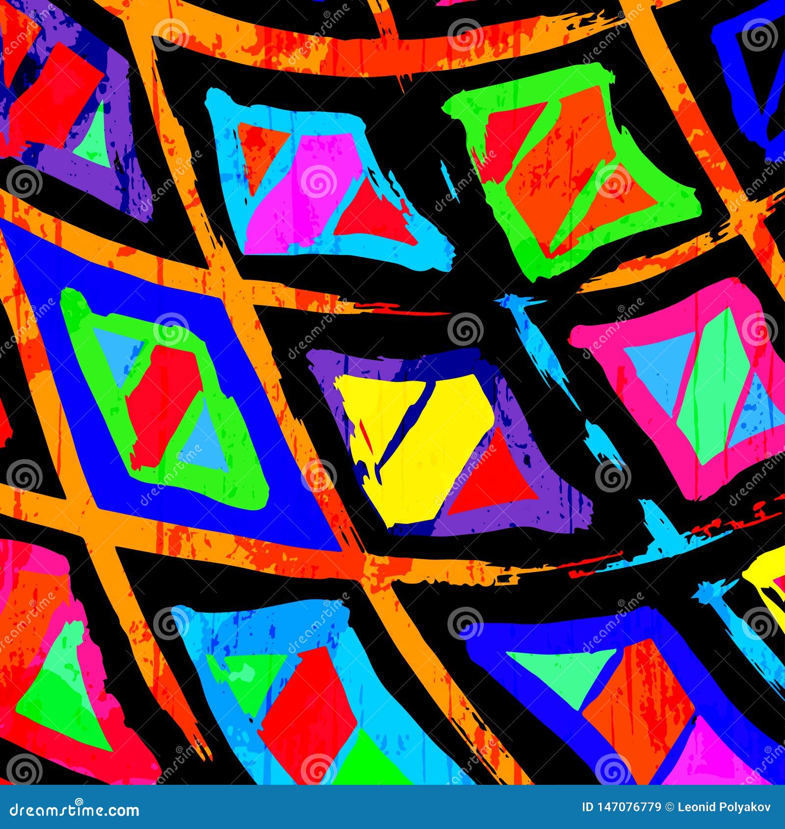 Graffiti Abstract Geometric Objects on a Black Background Stock ...