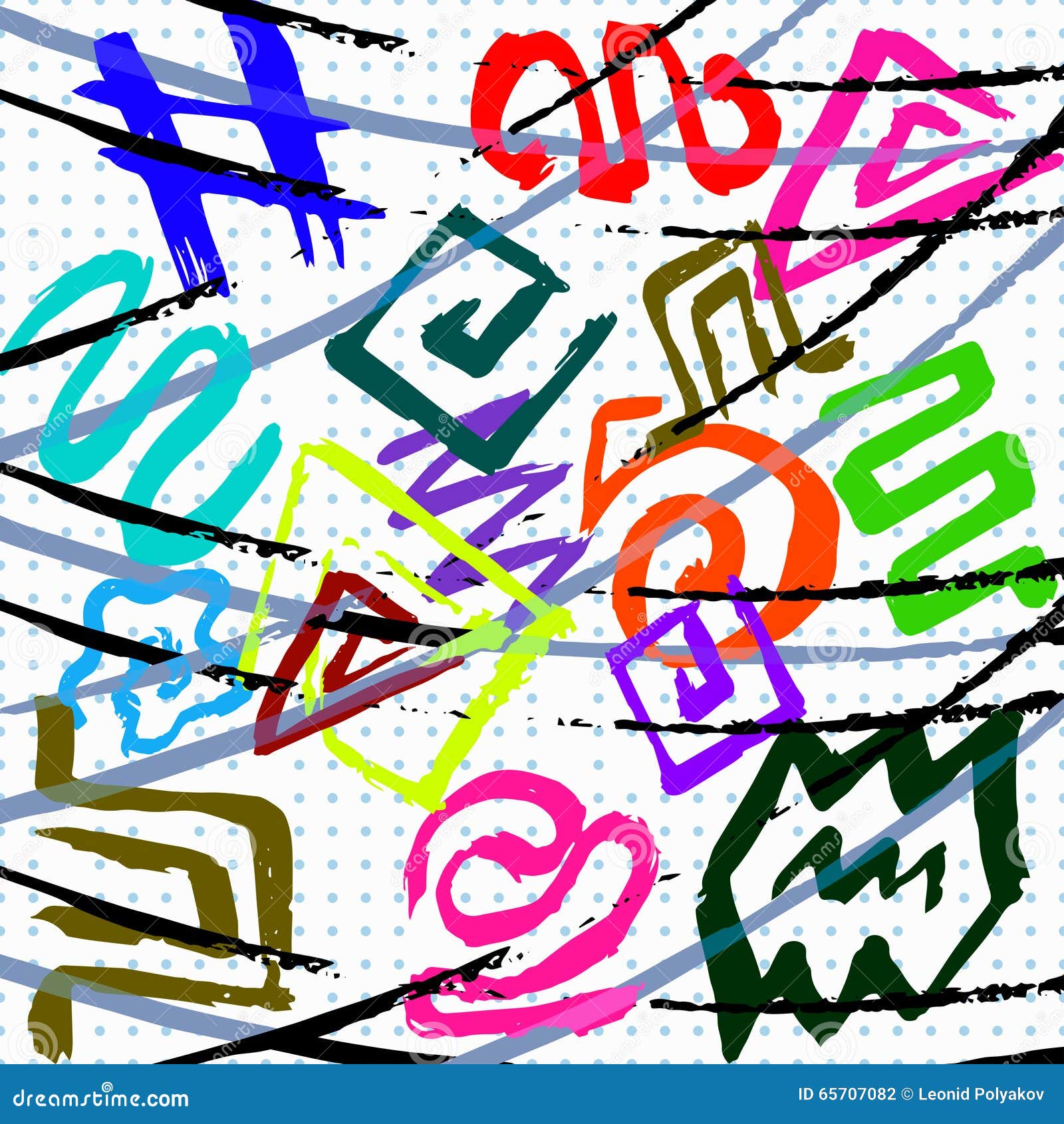 Graffiti Abstract Geometrical Objects on a White Background Stock ...