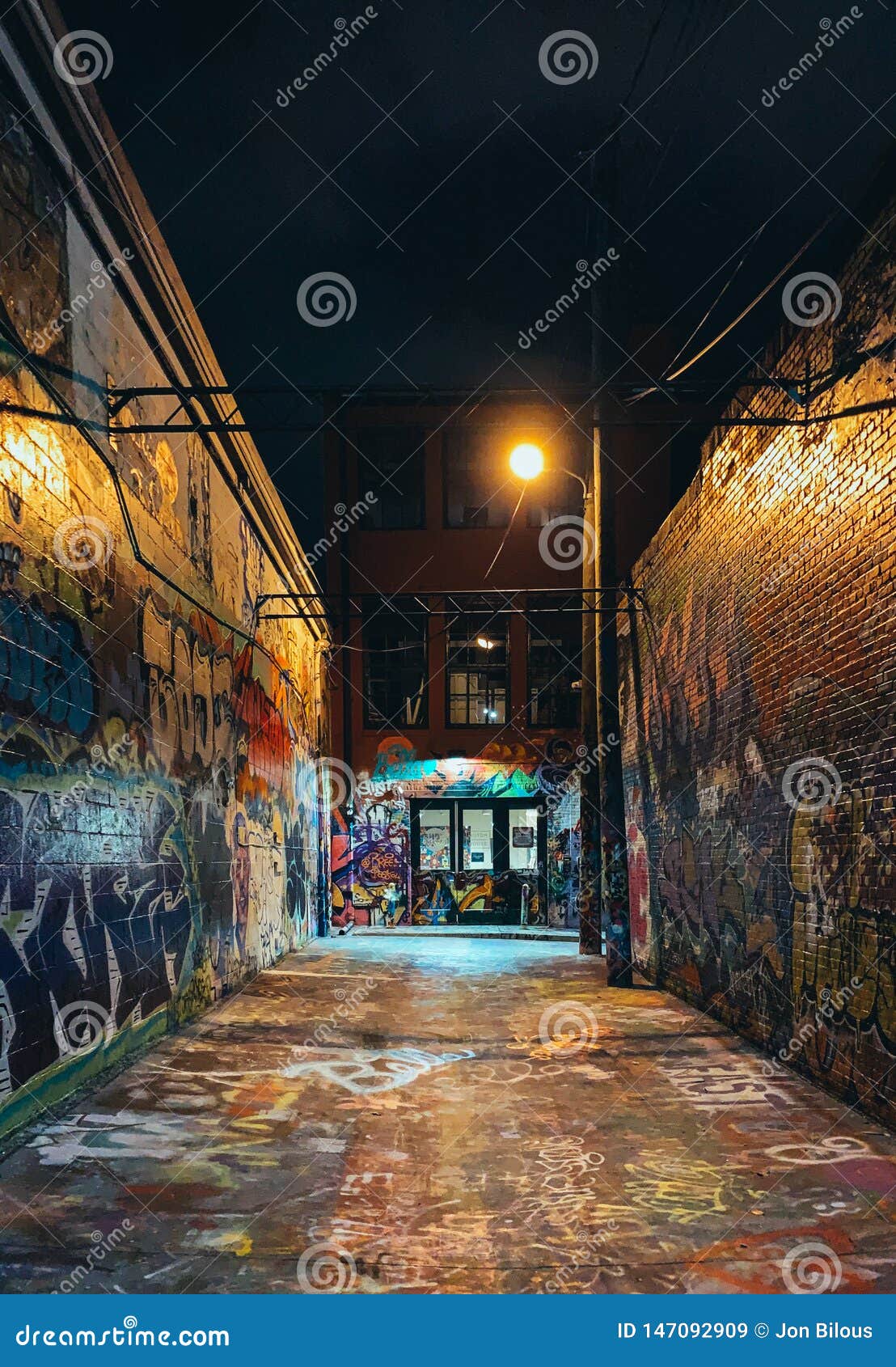 Graffiti Alley at Night in Baltimore, Maryland Editorial Stock Image ...