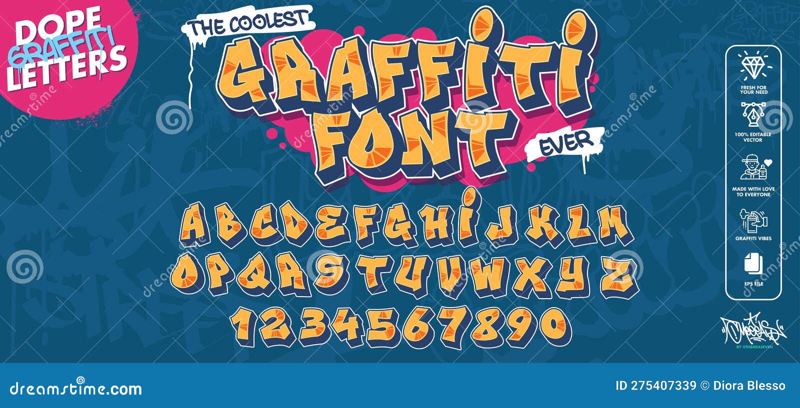 Amazing Vector Graffiti Alphabet. Urban Street Art Graffiti Font Style ...