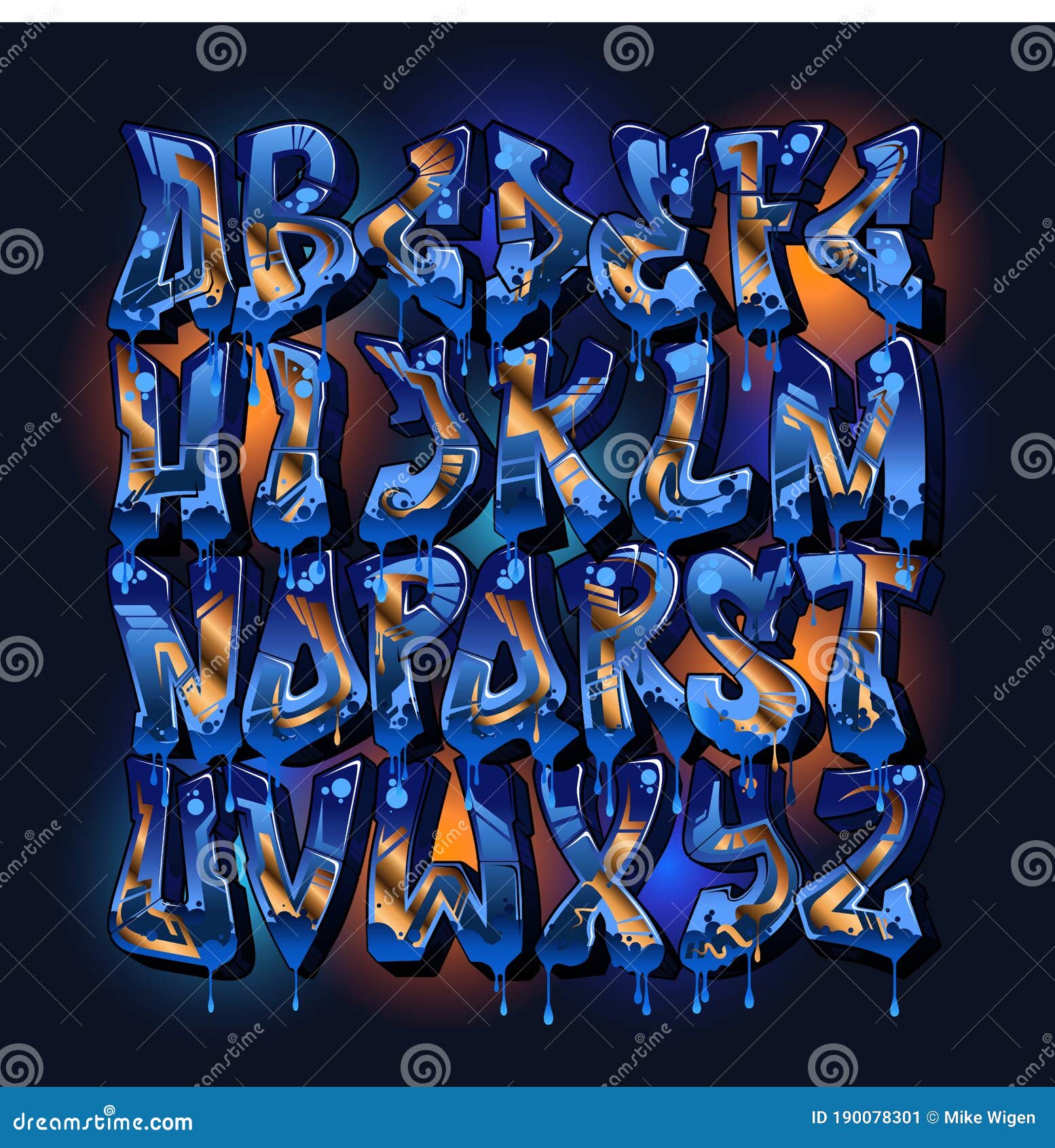 Graffiti Alphabet Illustration Poster Stock Illustration - Illustration ...
