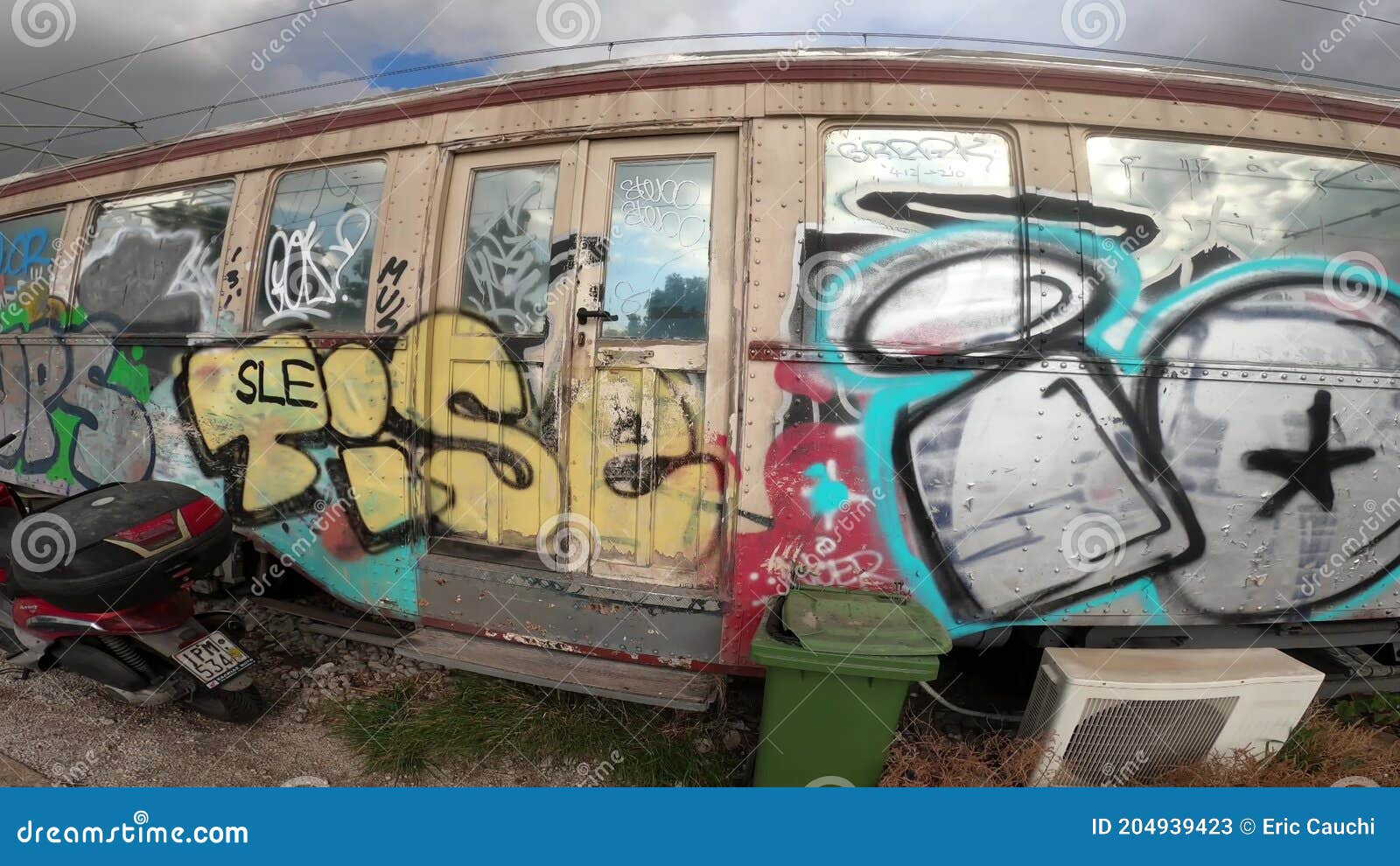 Graffiti on an Ancient Electric Tram Wagon Stock Video - Video of dirty ...