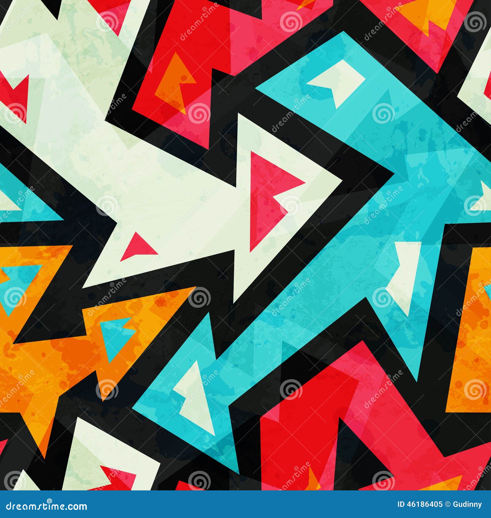 Graffiti Arrows Seamless Pattern with Grunge Effect Stock Vector - Illustration of bohemian ...