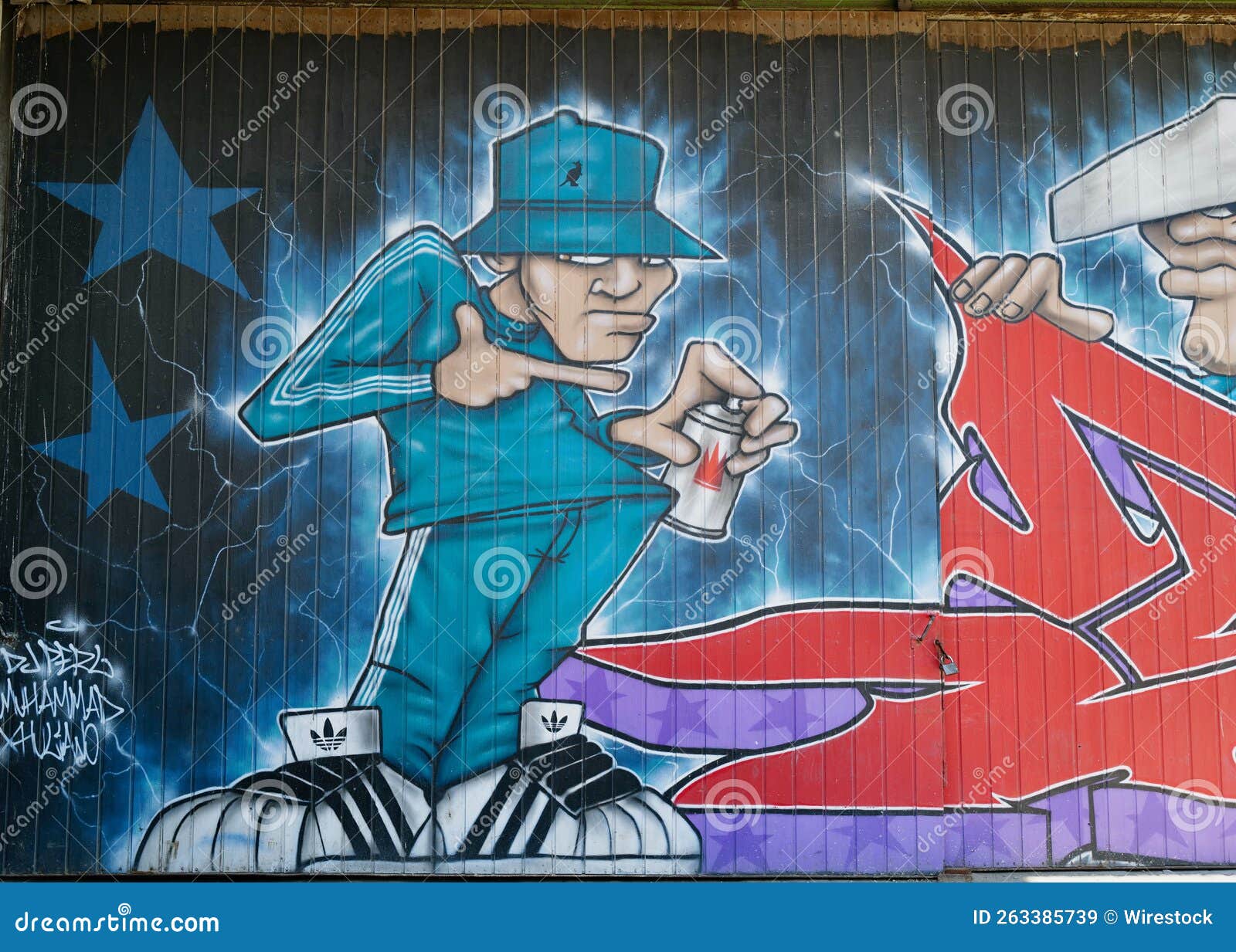 Graffiti Art of a Guy Holding a Spray Editorial Stock Image - Image of ...