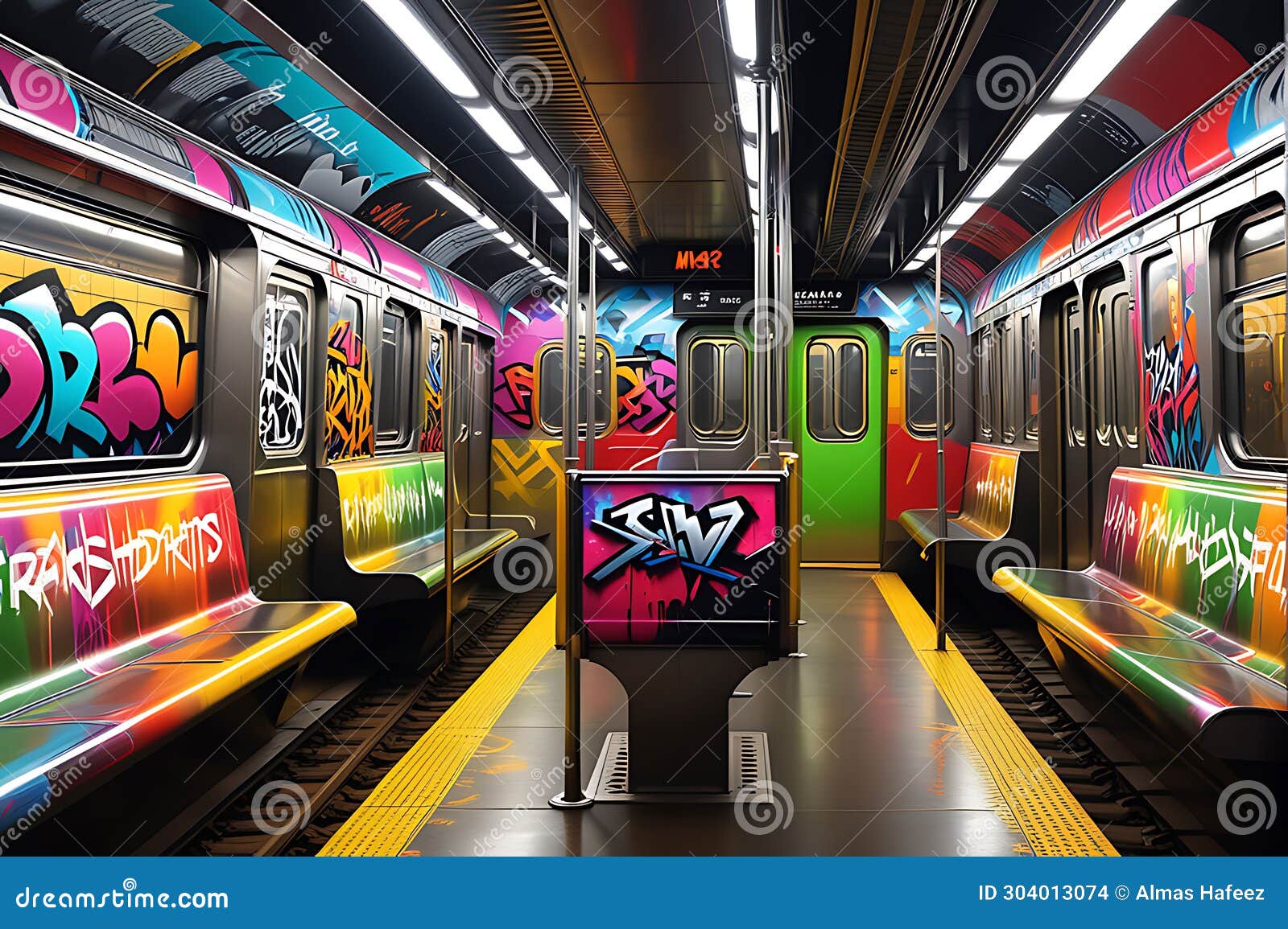 Graffiti Art Splashed Across a Subway Train, Vibrant Tags Intertwining ...