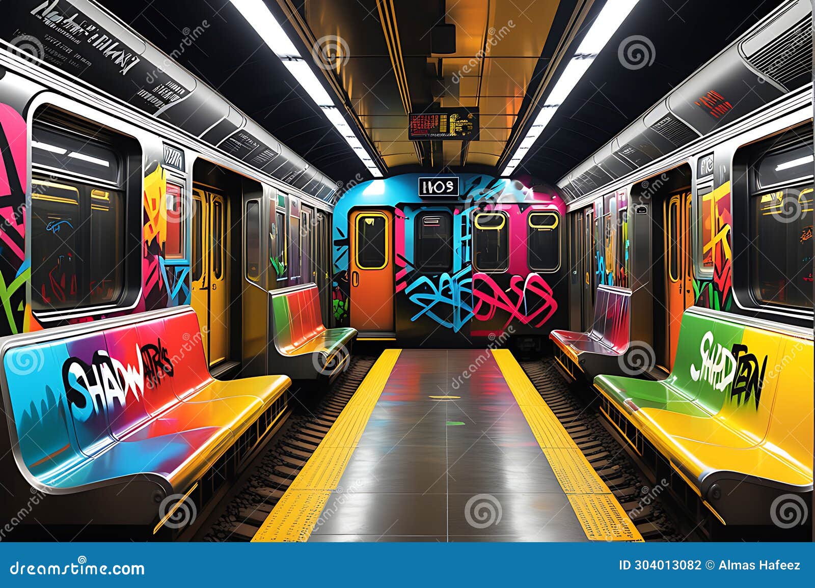 Graffiti Art Splashed Across a Subway Train, Vibrant Tags Intertwining ...