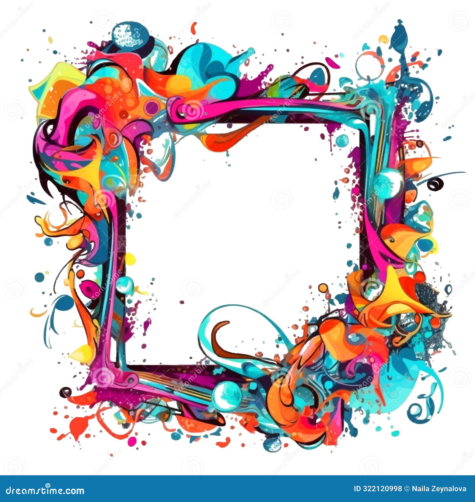 Graffiti Artistic Painted Square Colorful Frame Border Pattern with ...
