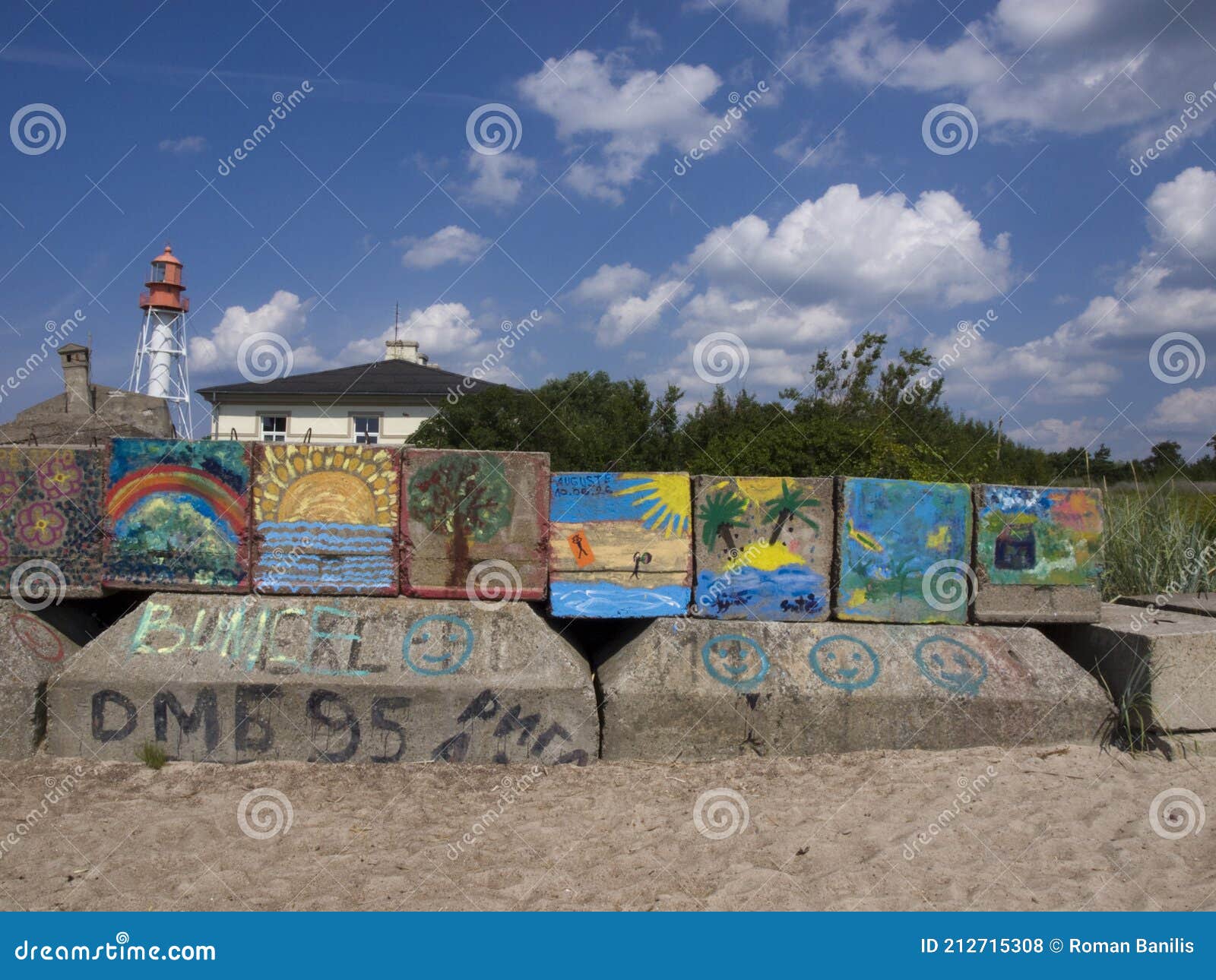Graffiti on the Beach by the Baltic Sea. Editorial Stock Photo - Image ...