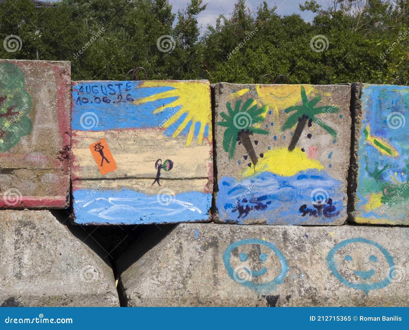 Graffiti On Beach Walkway With Skyline Of Durban Skyline, South Africa ...