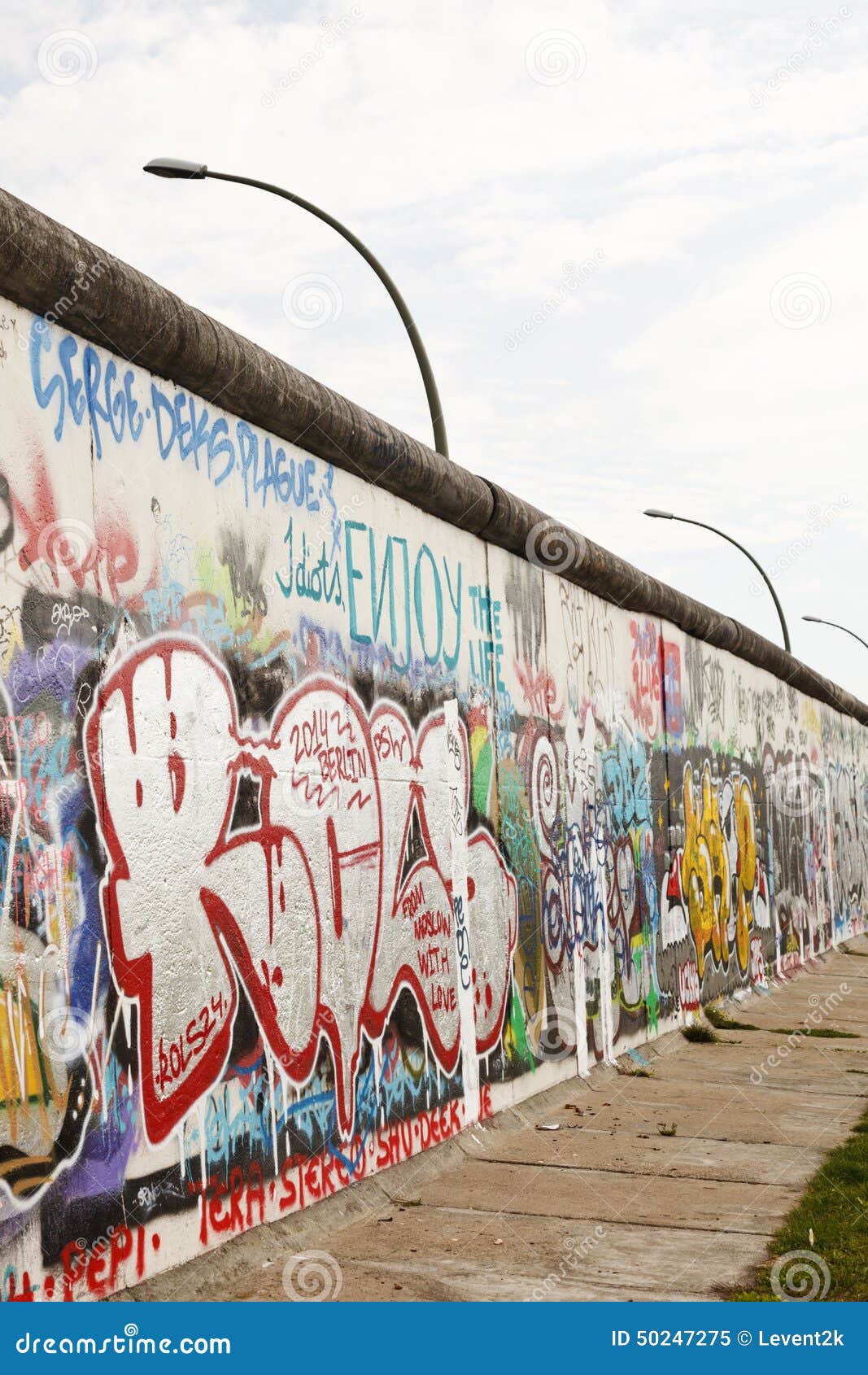 Graffiti On Berlin Wall At East Side Gallery. Famous 1.3km Long ...