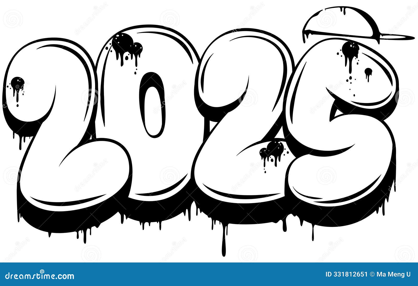 2025 Graffiti Black and White Illustration Stock Illustration ...
