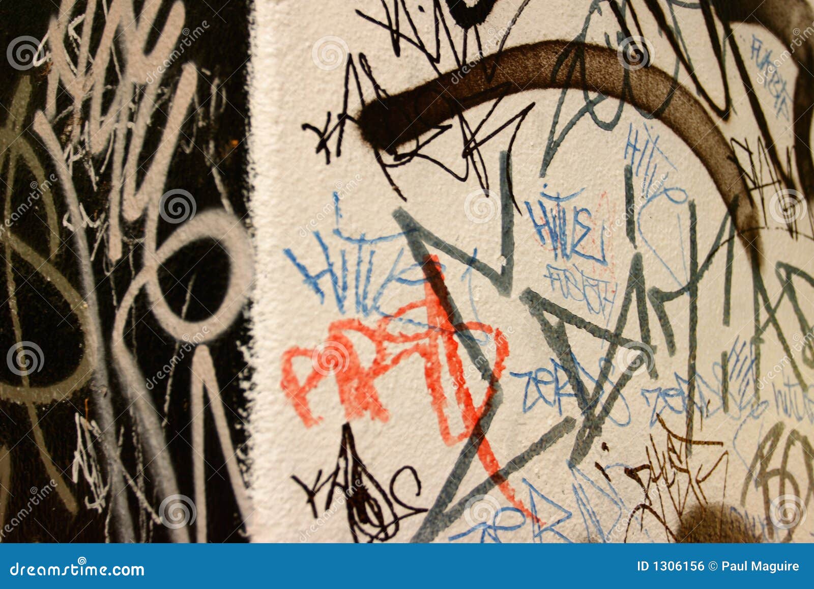 Graffiti on a Black and White Wall Stock Photo - Image of artist ...