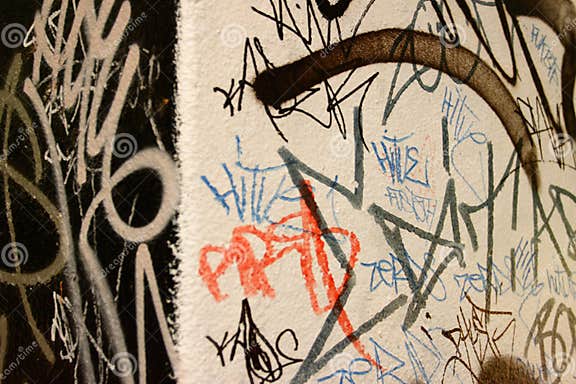 Graffiti on a Black and White Wall Stock Photo - Image of artist ...