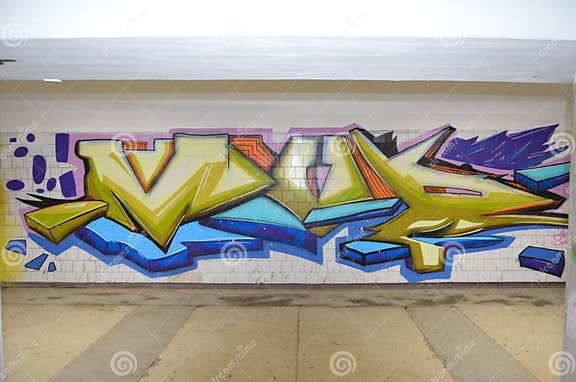 A graffiti with blocks editorial image. Image of fast - 231281690