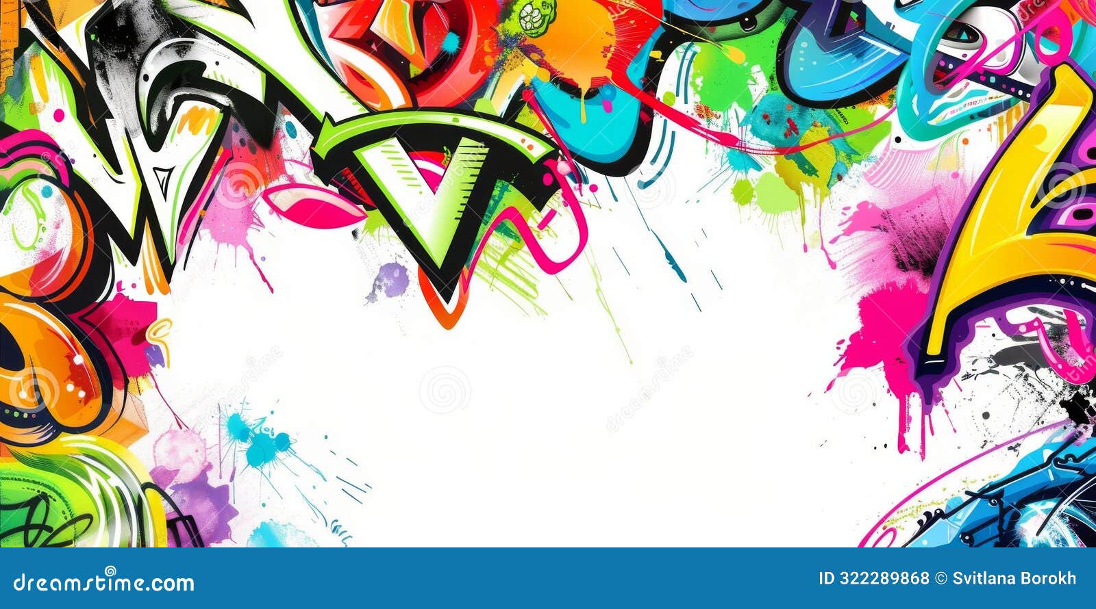 Graffiti Border Banner on White Background Stock Photo - Image of ...