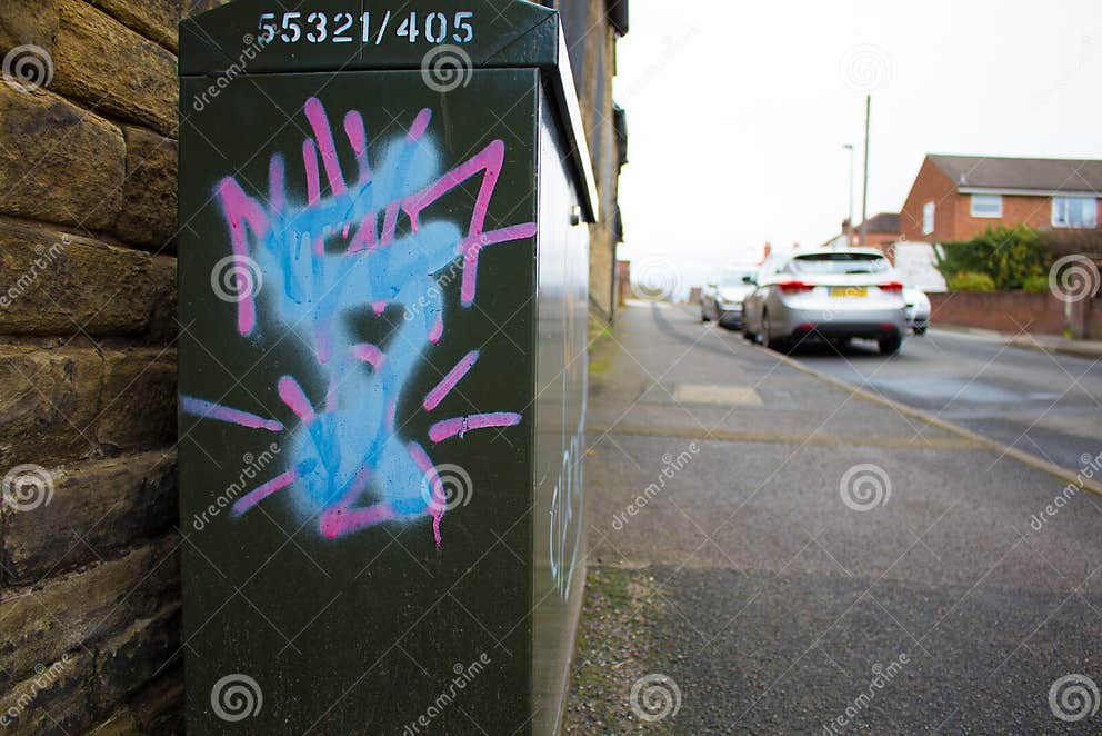 Graffiti on a Box in the Street Stock Image - Image of graffiti ...