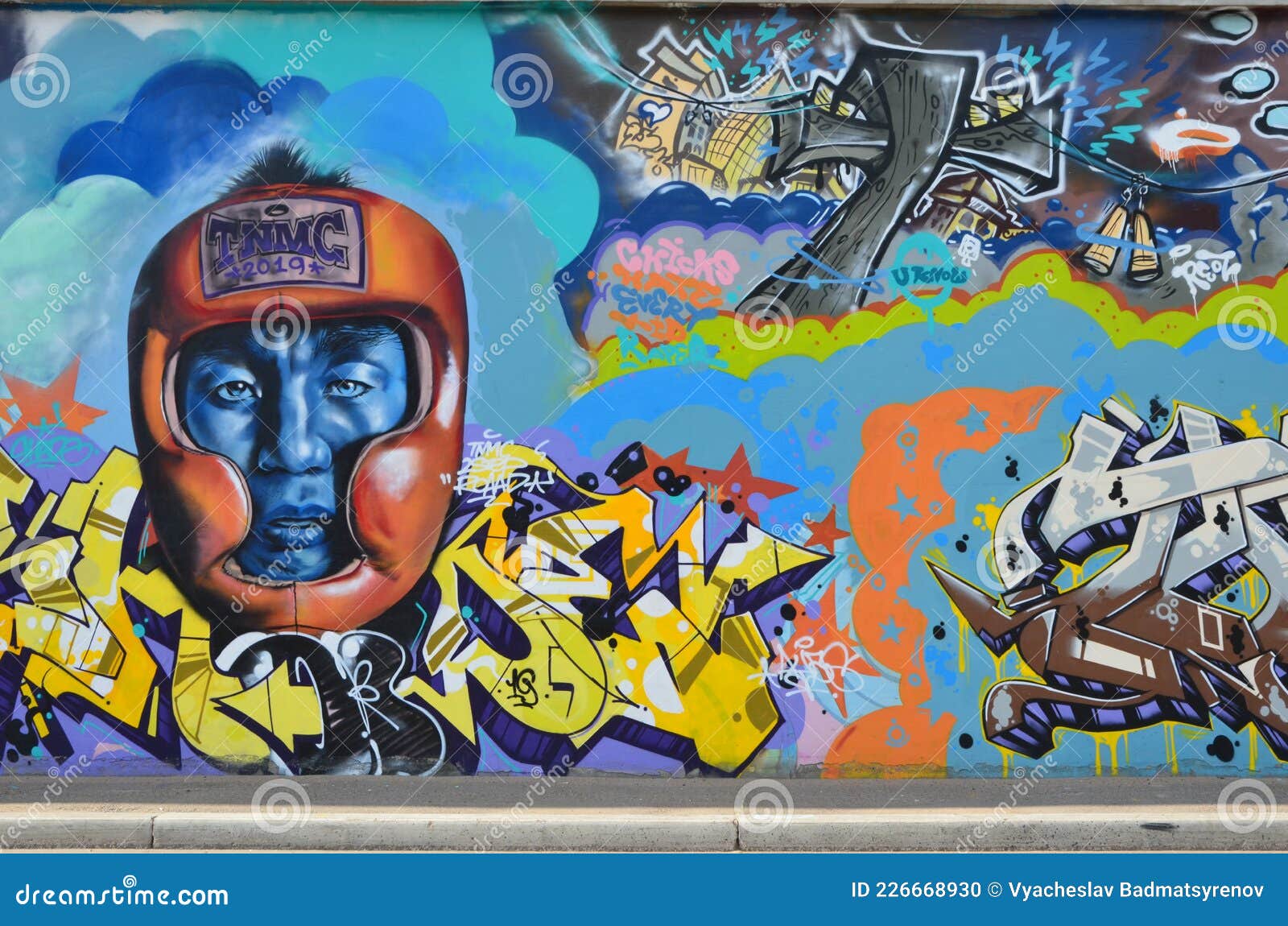 A graffiti with boxer editorial image. Image of cool - 226668930