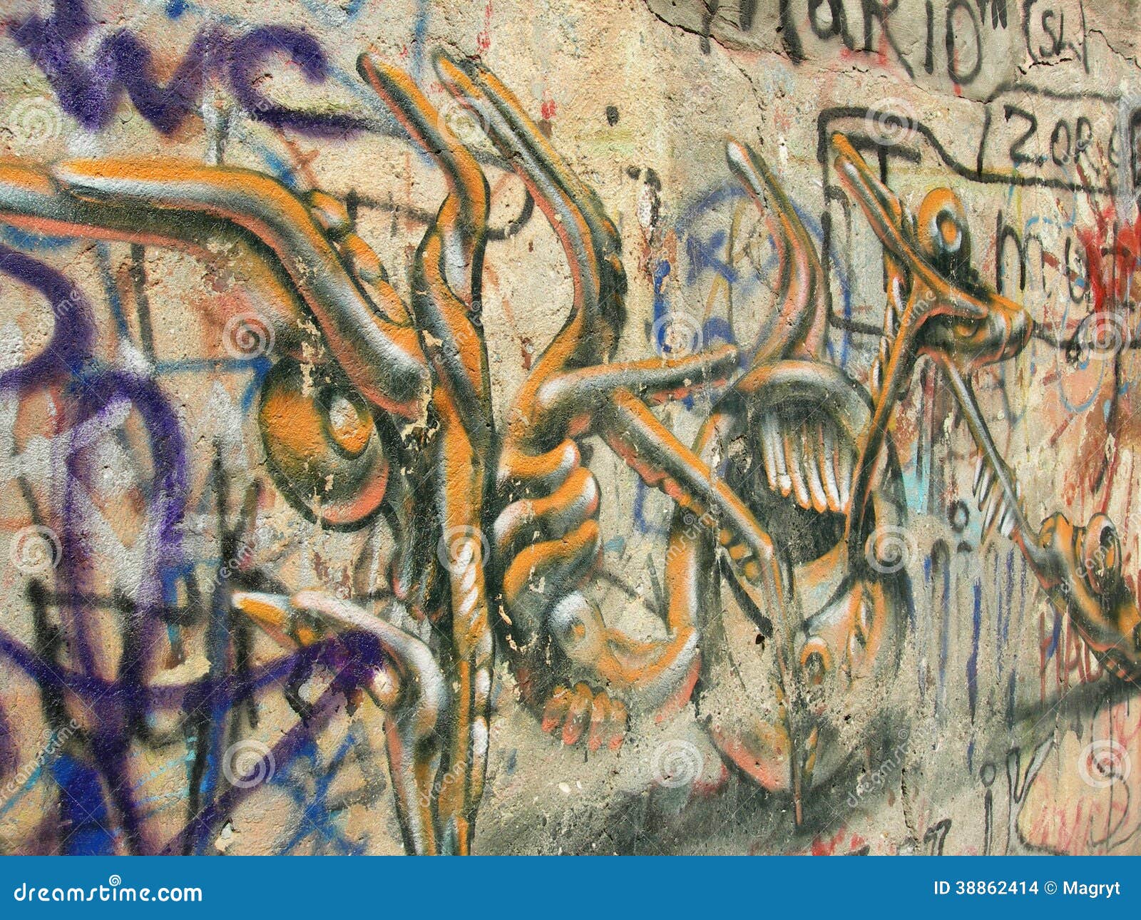 Graffiti on a Brick Wall of an Old House Editorial Stock Image - Image ...