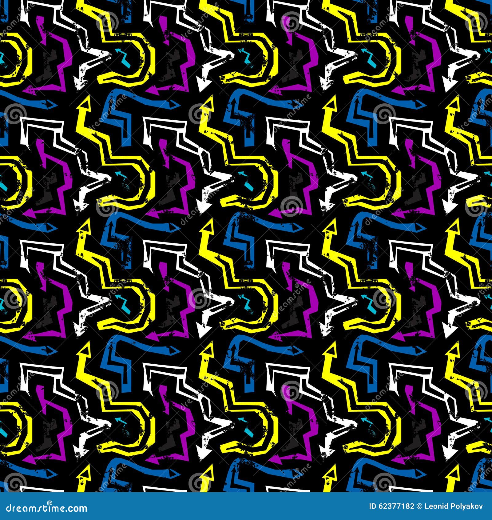 Graffiti Bright Psychedelic Seamless Pattern Vector Illustration Stock ...
