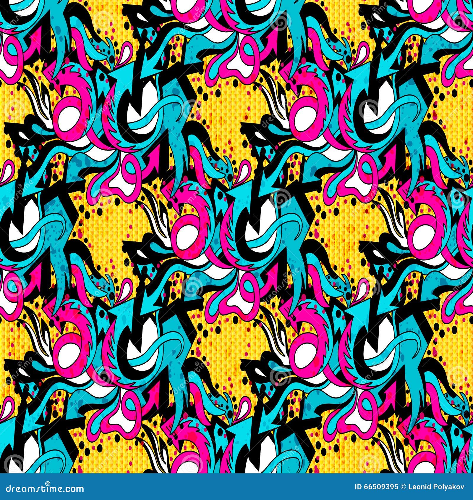 Graffiti Bright Psychedelic Seamless Pattern Vector Illustration Stock ...
