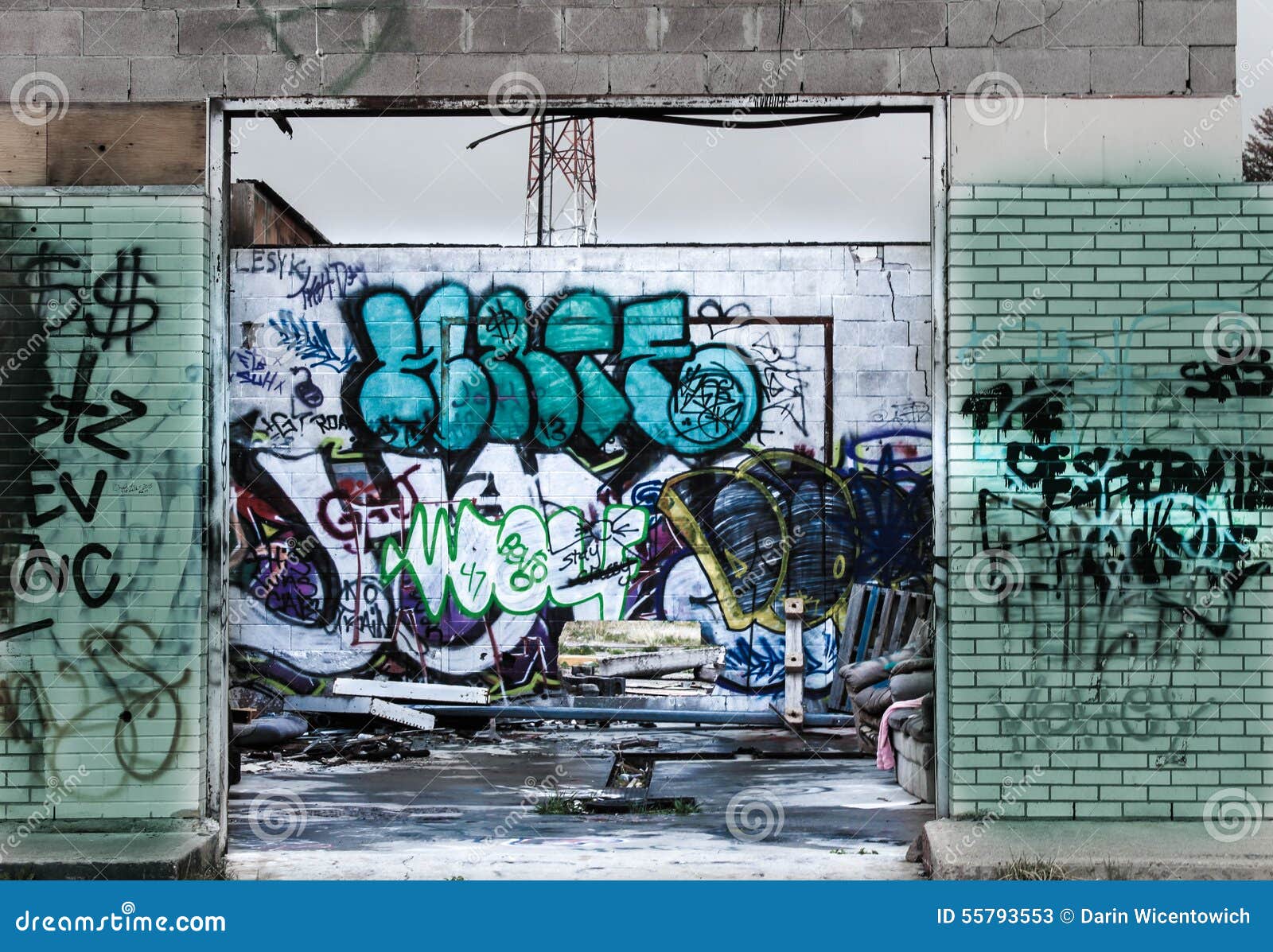 Graffiti on building walls editorial stock photo. Image of building ...
