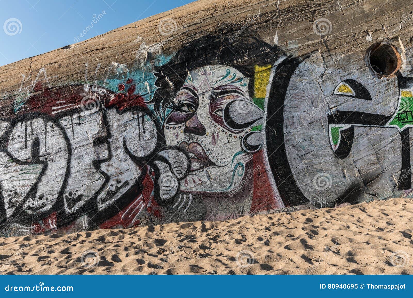 Graffiti on the bunker editorial image. Image of dune - 80940695
