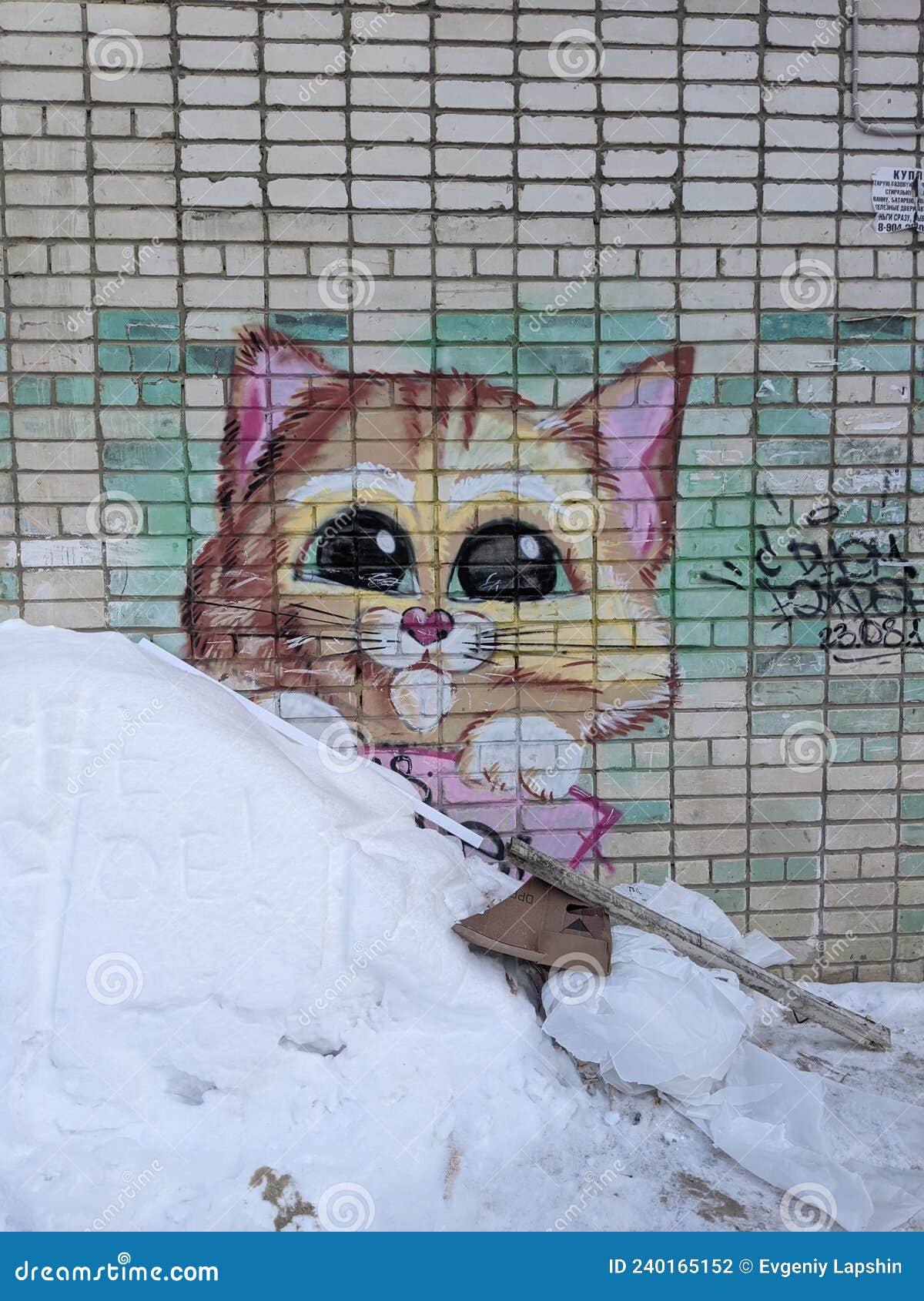 Graffiti in the City in Winter Editorial Photography - Image of face ...