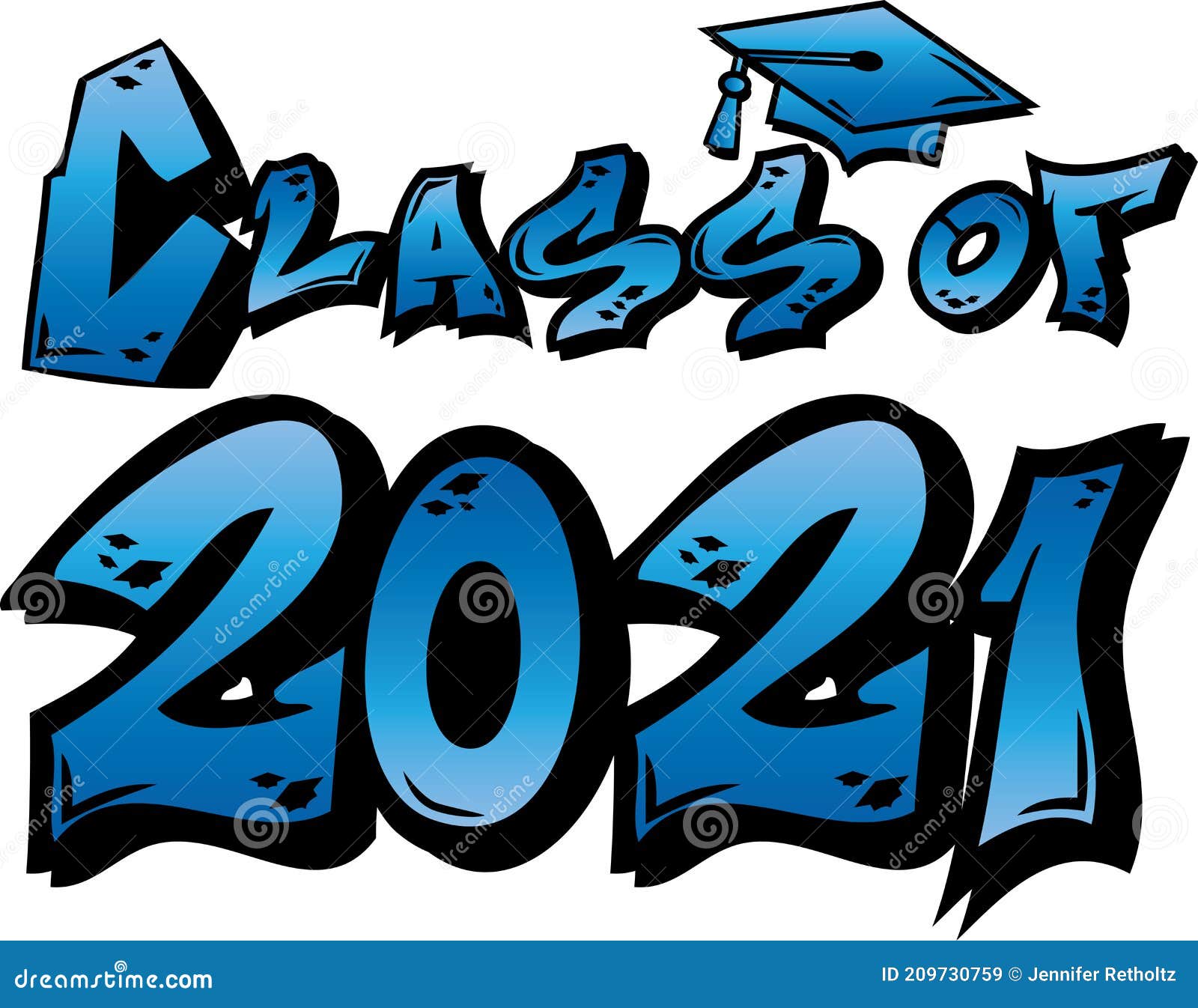 Blue Class of 2021 Graffiti Tag Design Stock Illustration ...