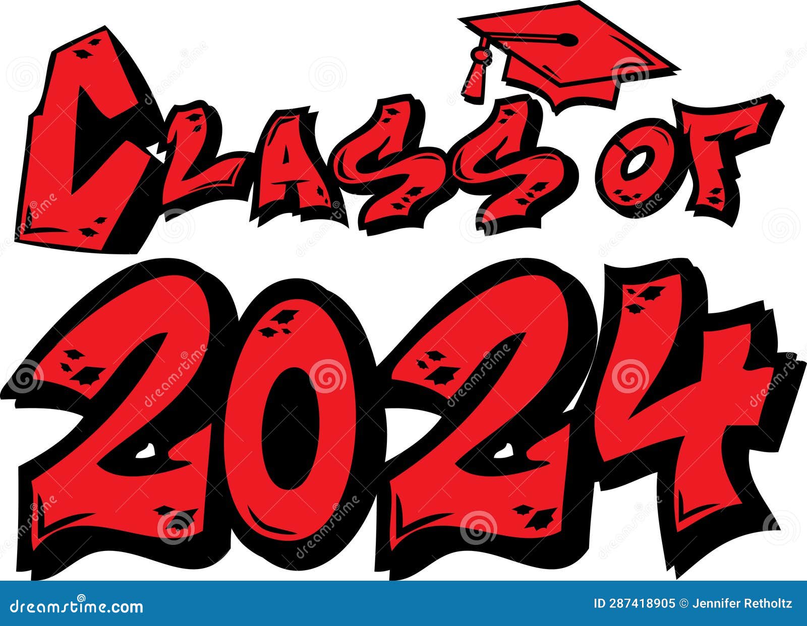 A2 Graffiti Class of 2024 Red Logo Stock Illustration - Illustration of ...