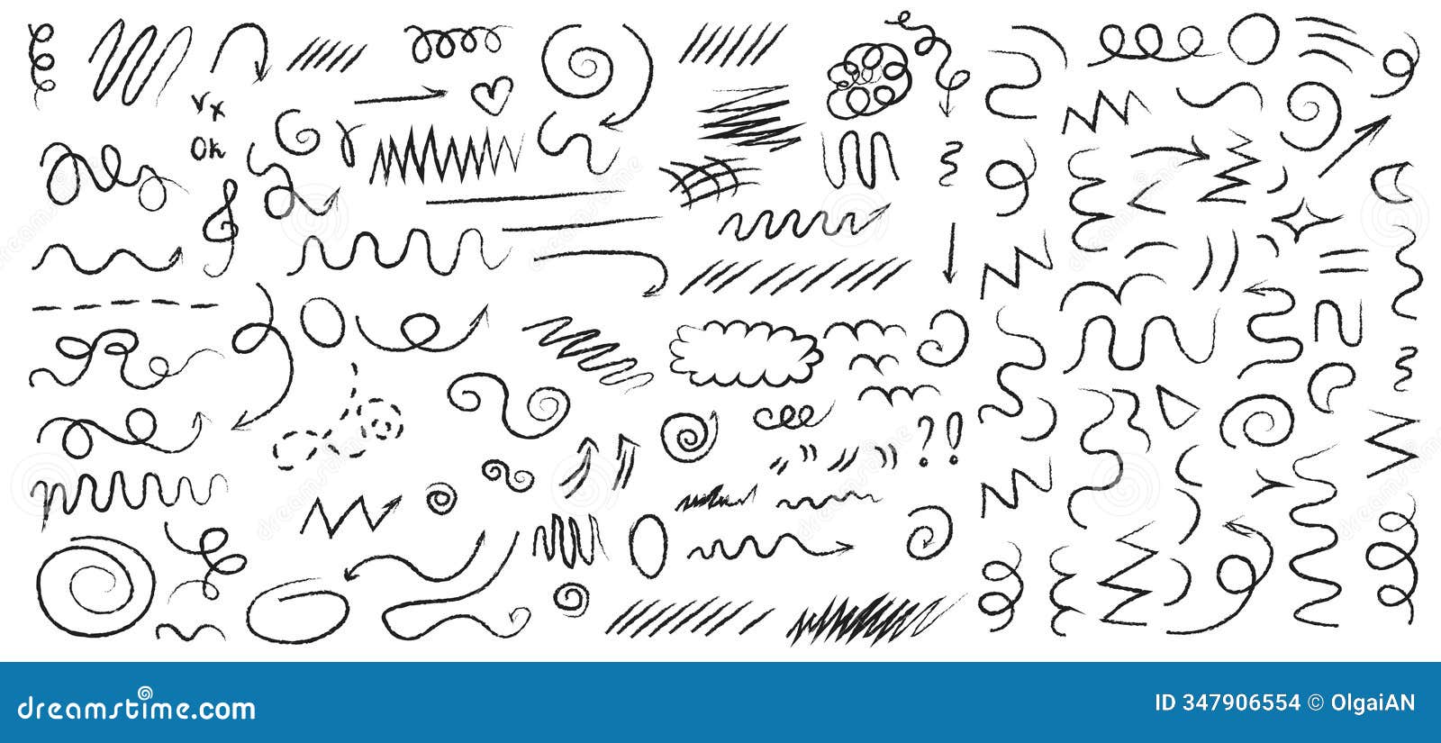 Graffiti Collection of Charcoal Doodles in Doodle Style. Hand Drawn Abstract Scribbles and ...