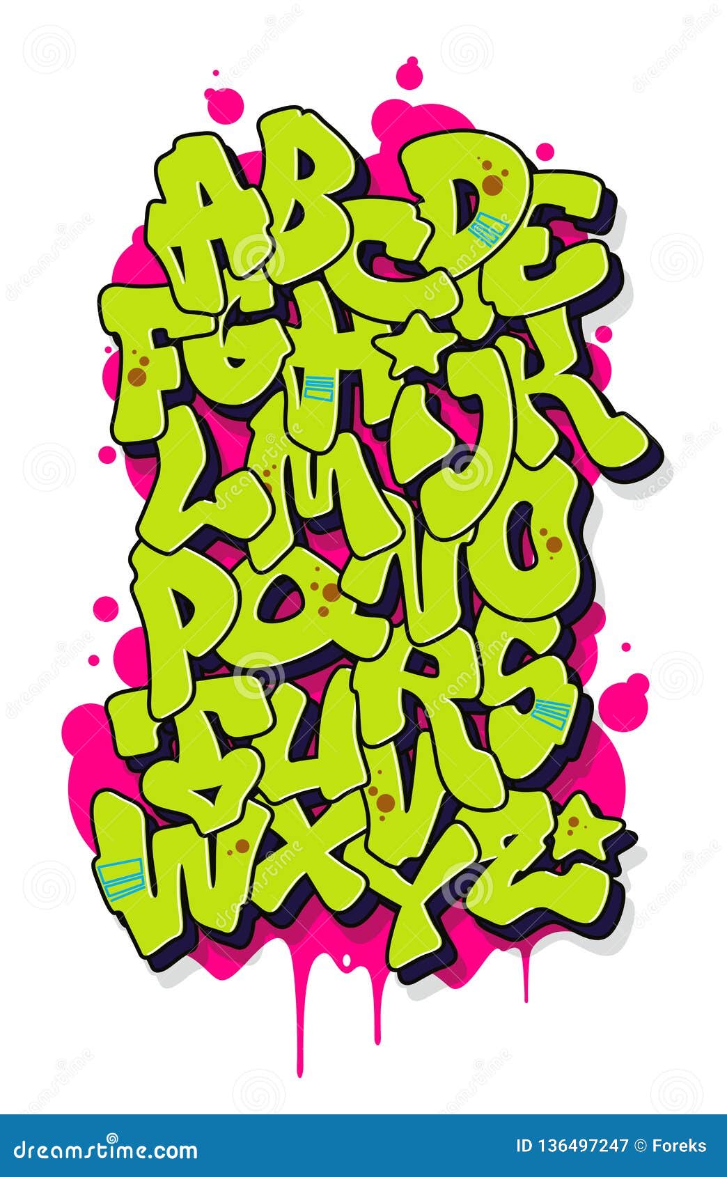 Graffiti Comic Alphabet. Vector Font | CartoonDealer.com #136497247